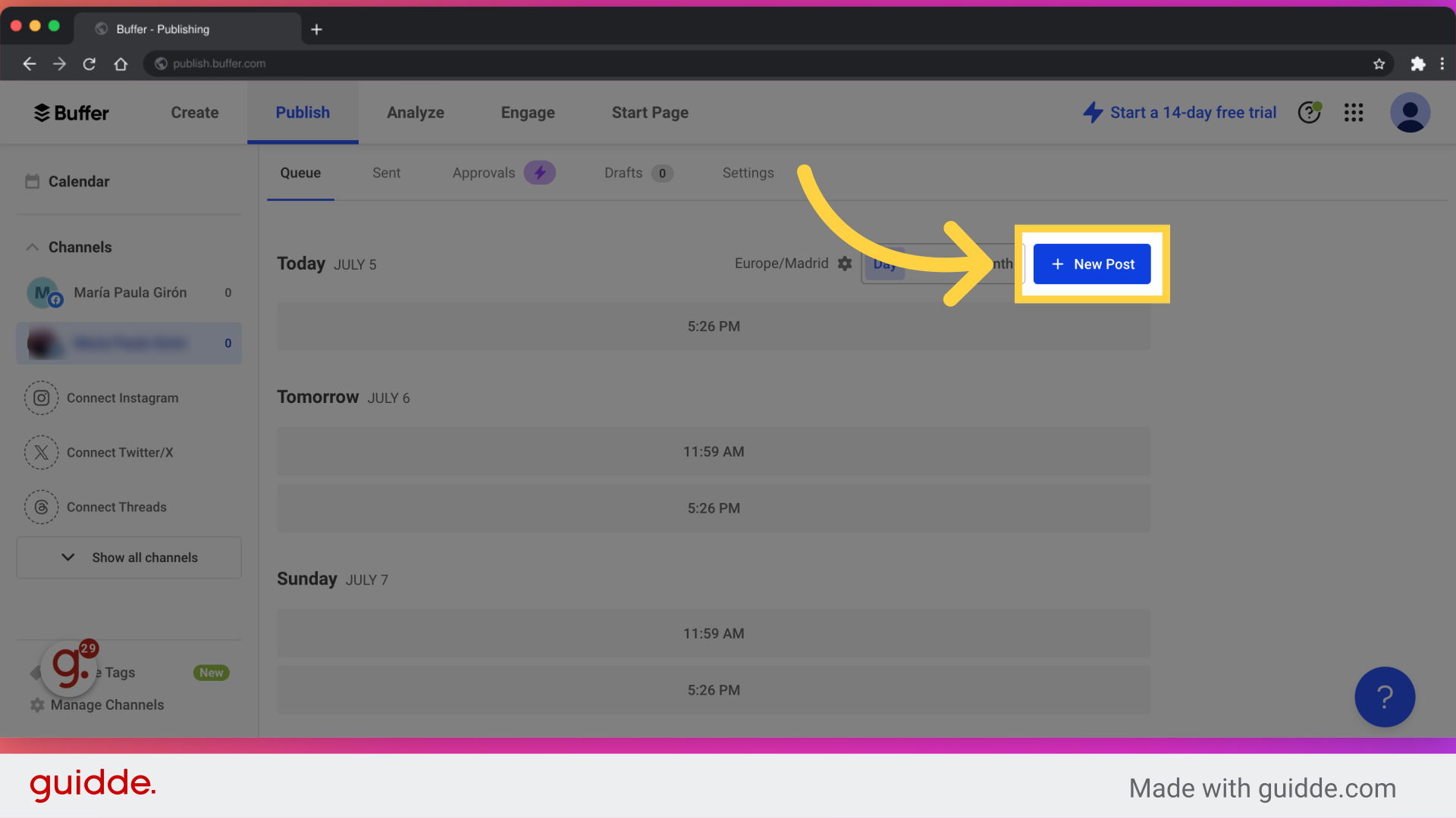 How to schedule and publish social media posts on Buffer - Guidde | Gallery