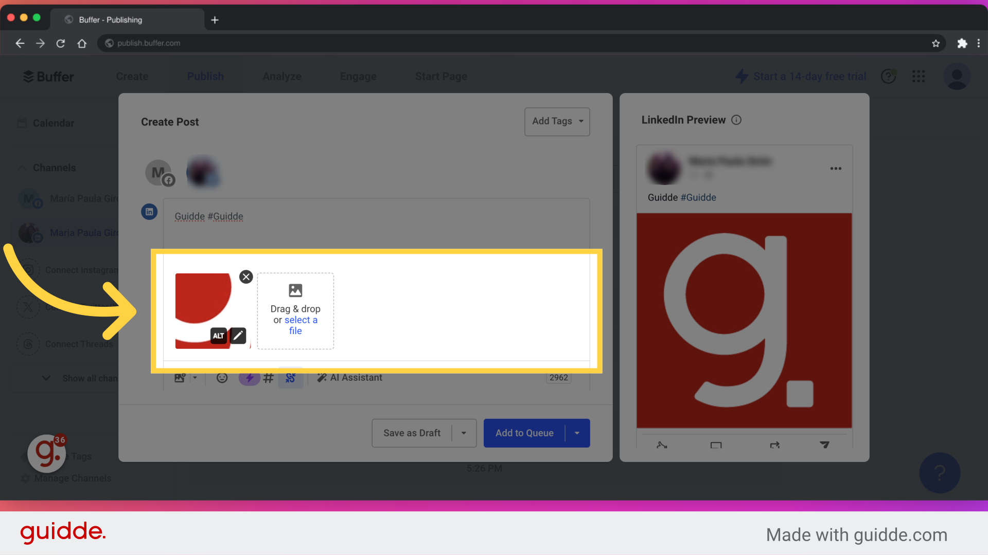 How to schedule and publish social media posts on Buffer - Guidde | Gallery