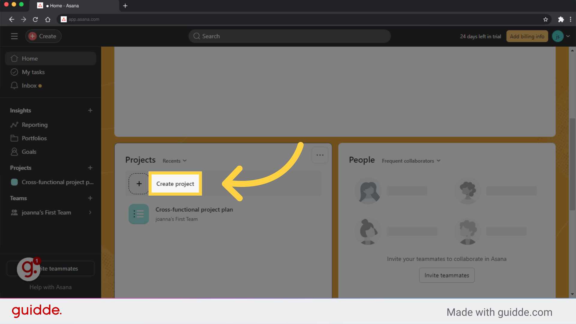 How to create a project in Asana - Guidde | Gallery