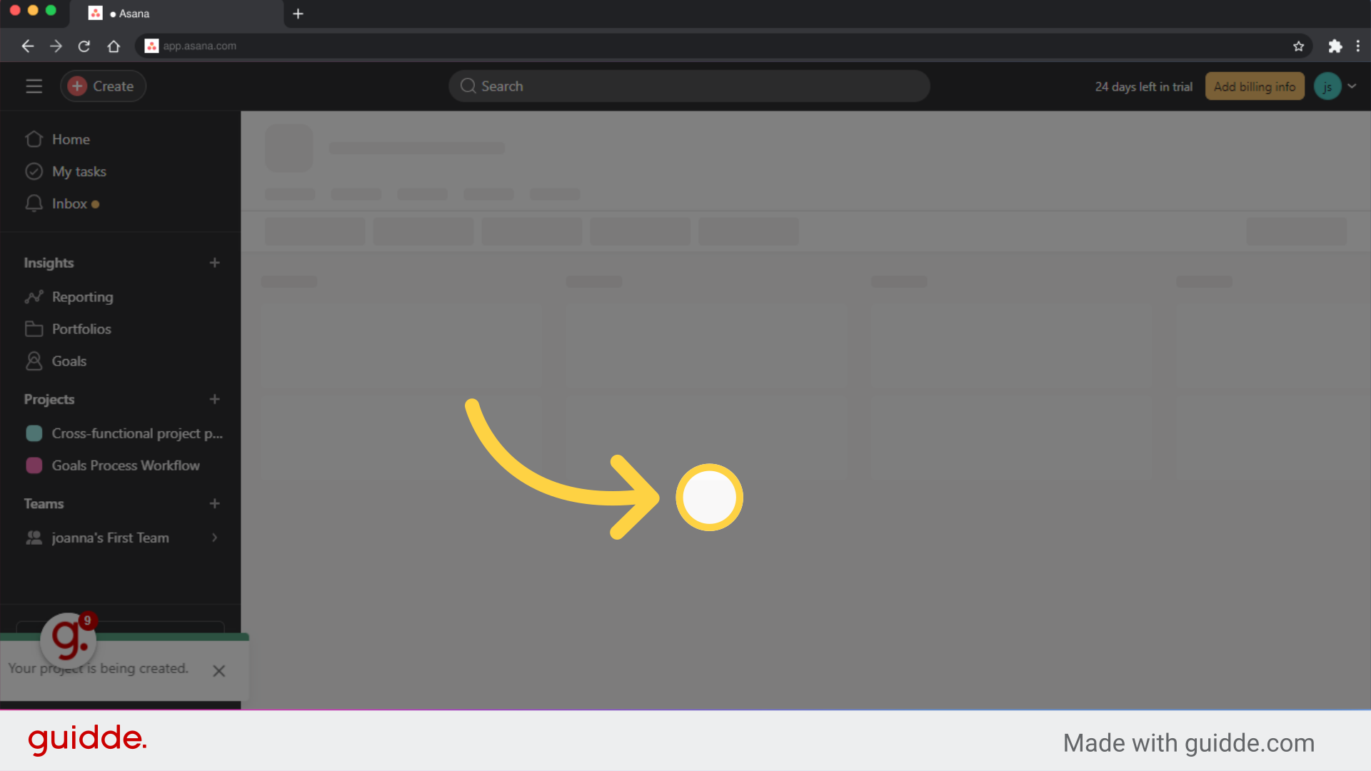How to create a project in Asana - Guidde | Gallery