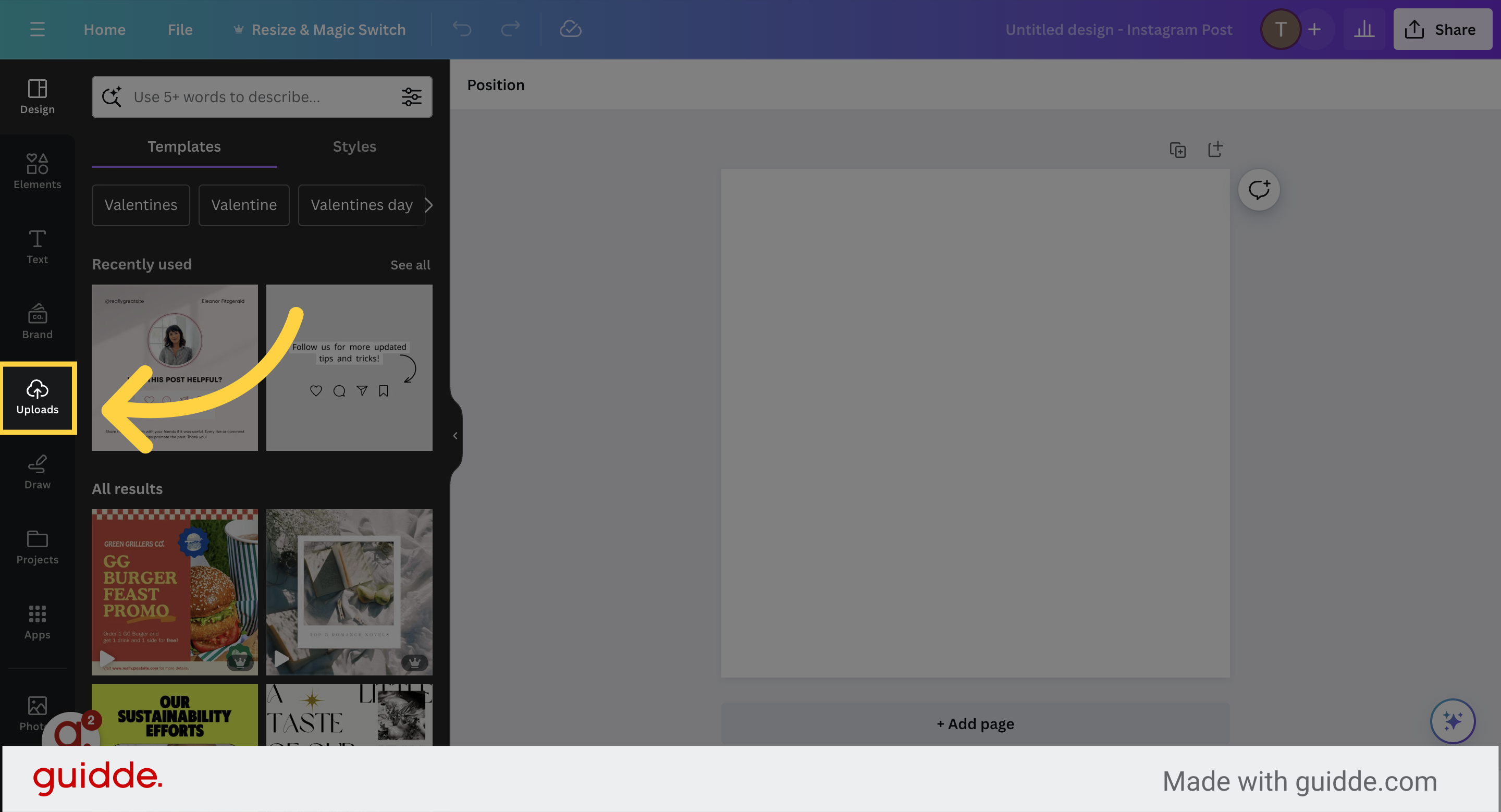 How to create a square Instagram post in Canva - Guidde | Gallery
