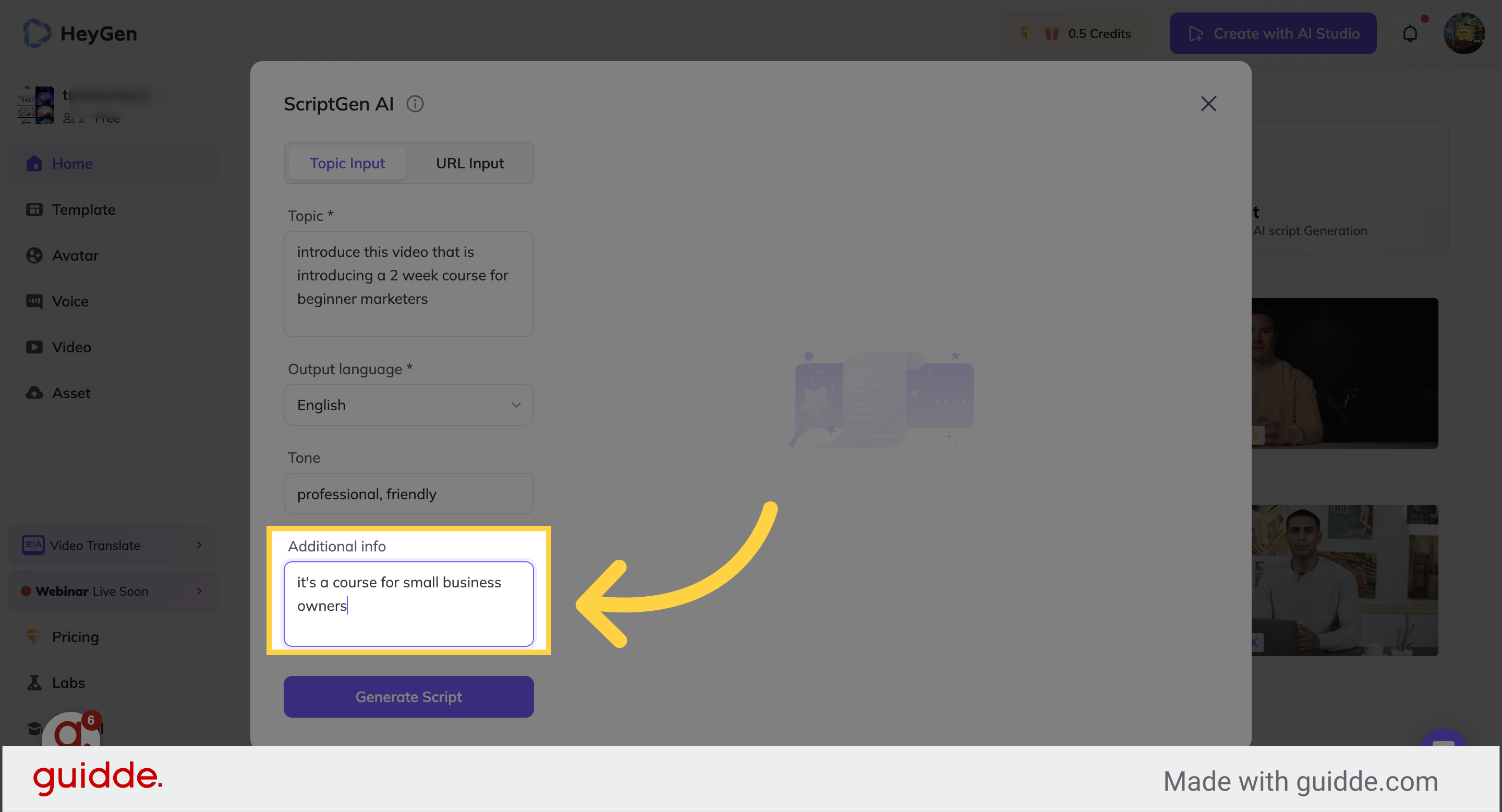 How to generate a script with HeyGen's AI? - Guidde | Gallery