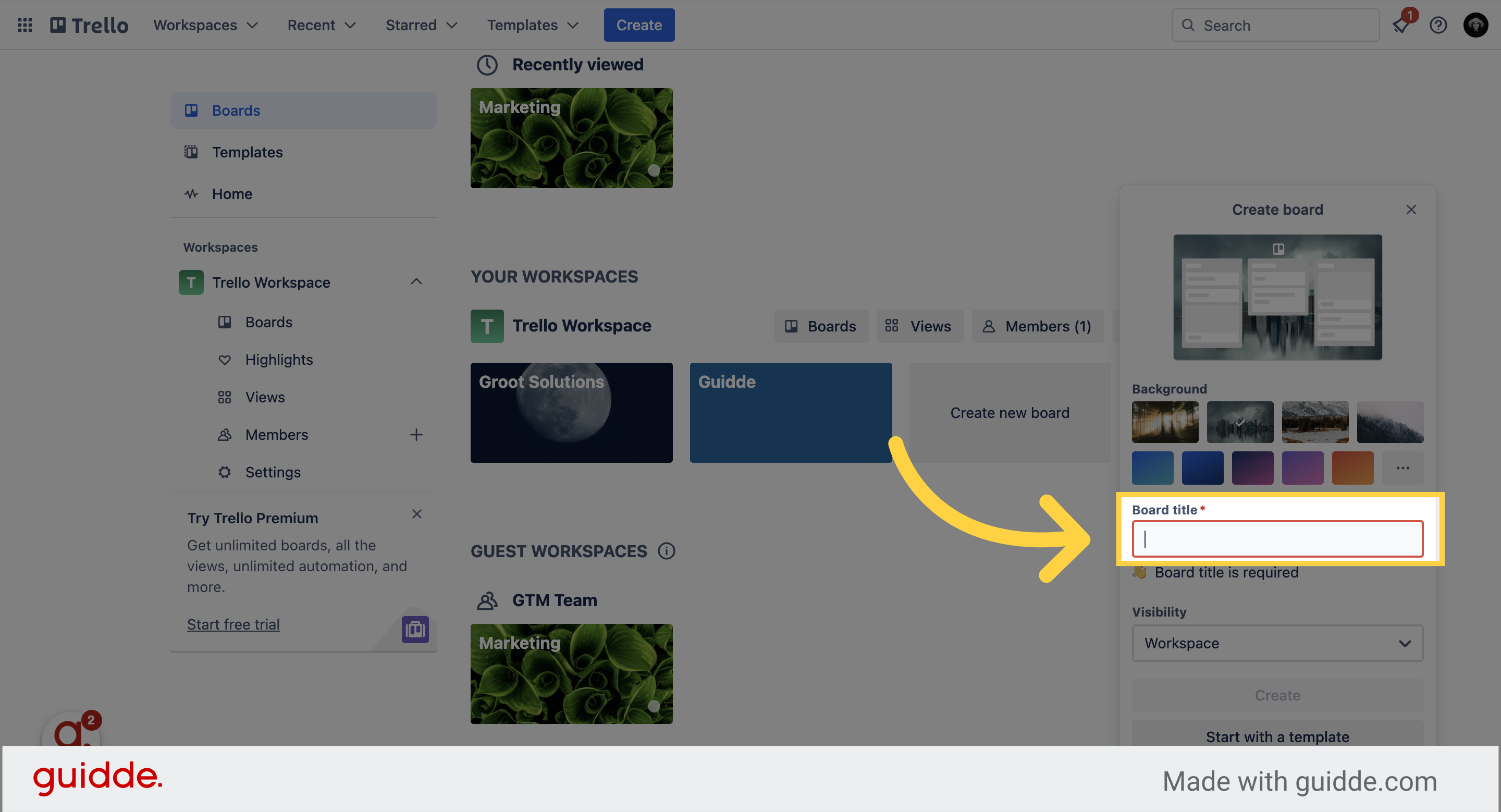 How to create a Trello board - Guidde | Gallery