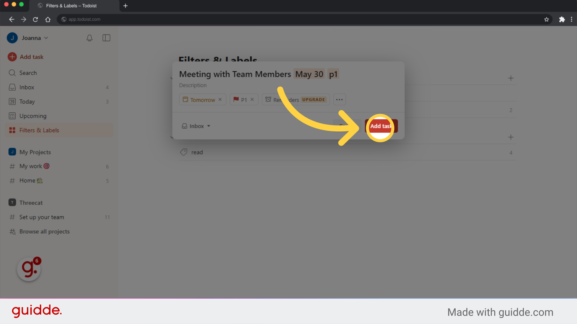 How to create and organize tasks in Todoist - Guidde | Gallery