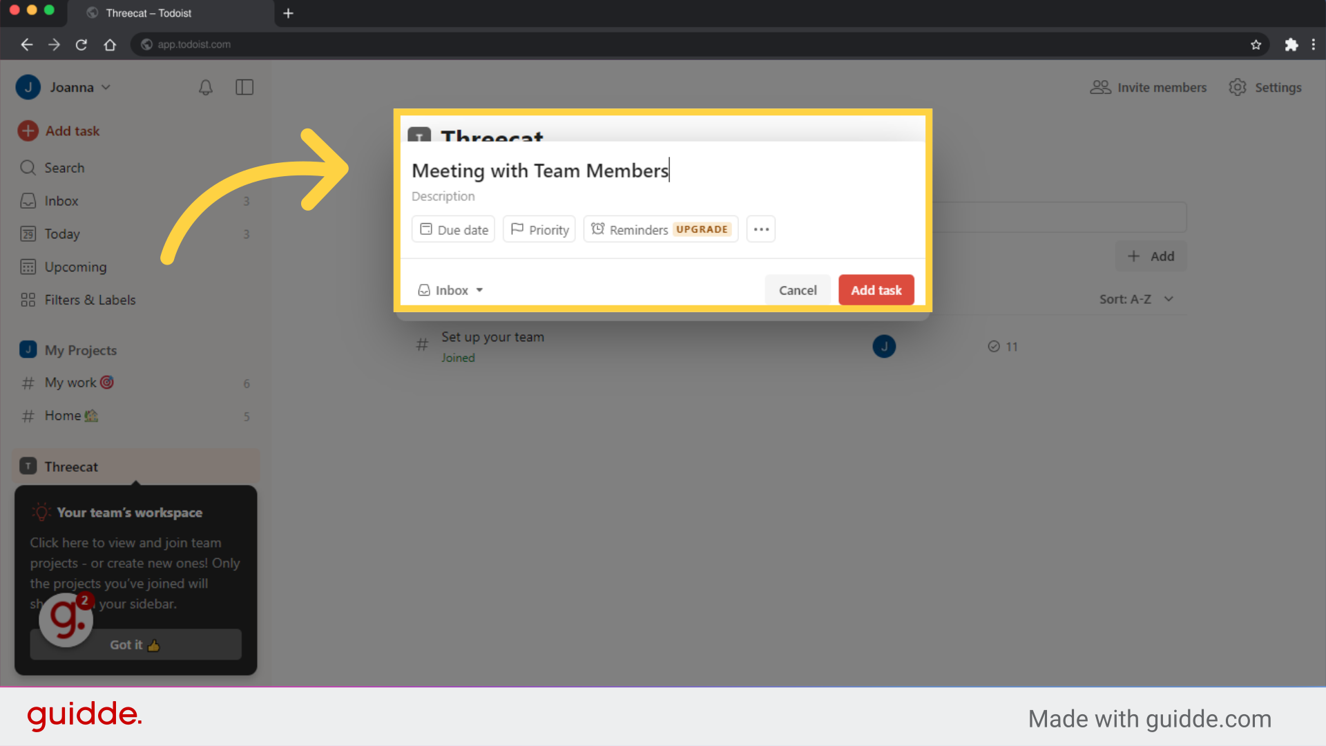 How to create and organize tasks in Todoist - Guidde | Gallery