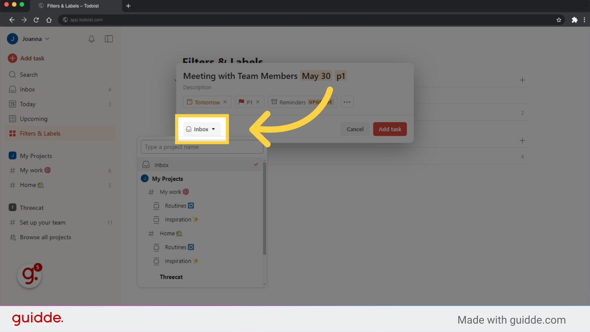 How to create and organize tasks in Todoist - Guidde | Gallery