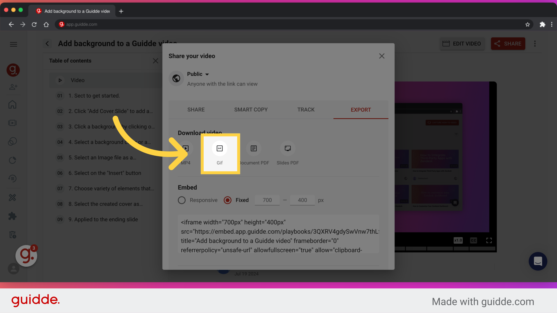 How to Export a Guidde video as MP4, GIF and more - Guidde | Gallery