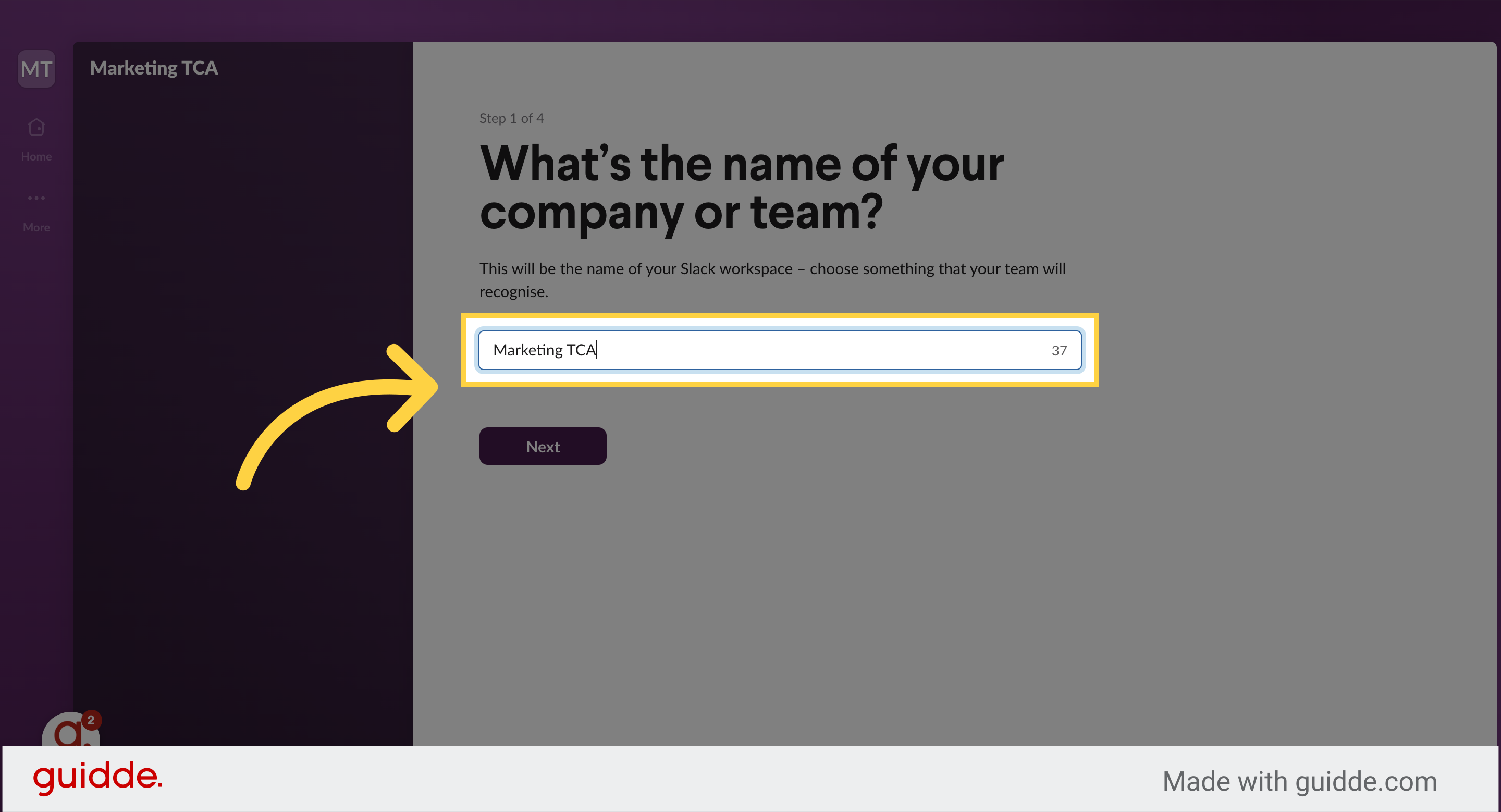 How to make a Slack workspace - Guidde | Gallery