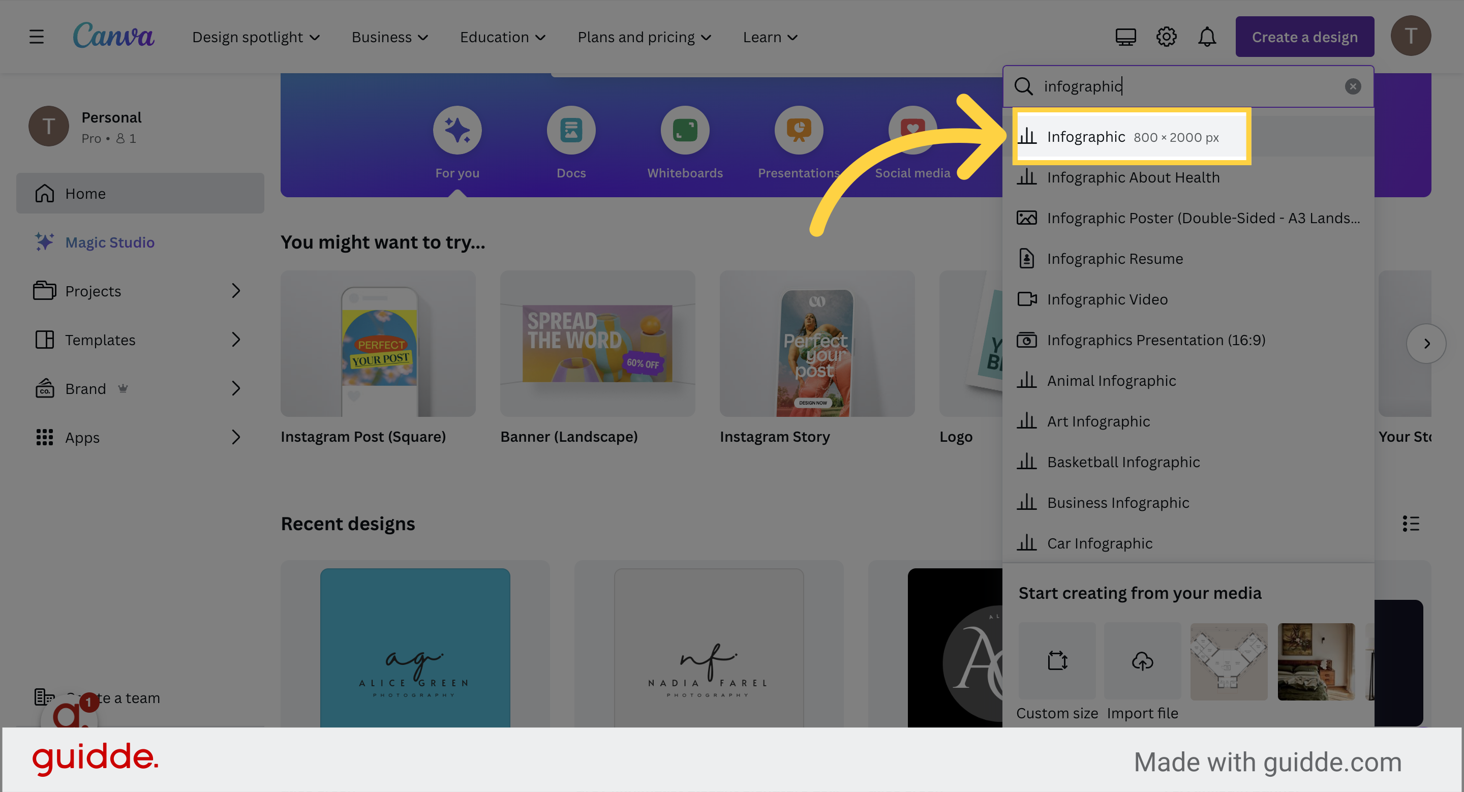 How to design an infographic in Canva - Guidde | Gallery