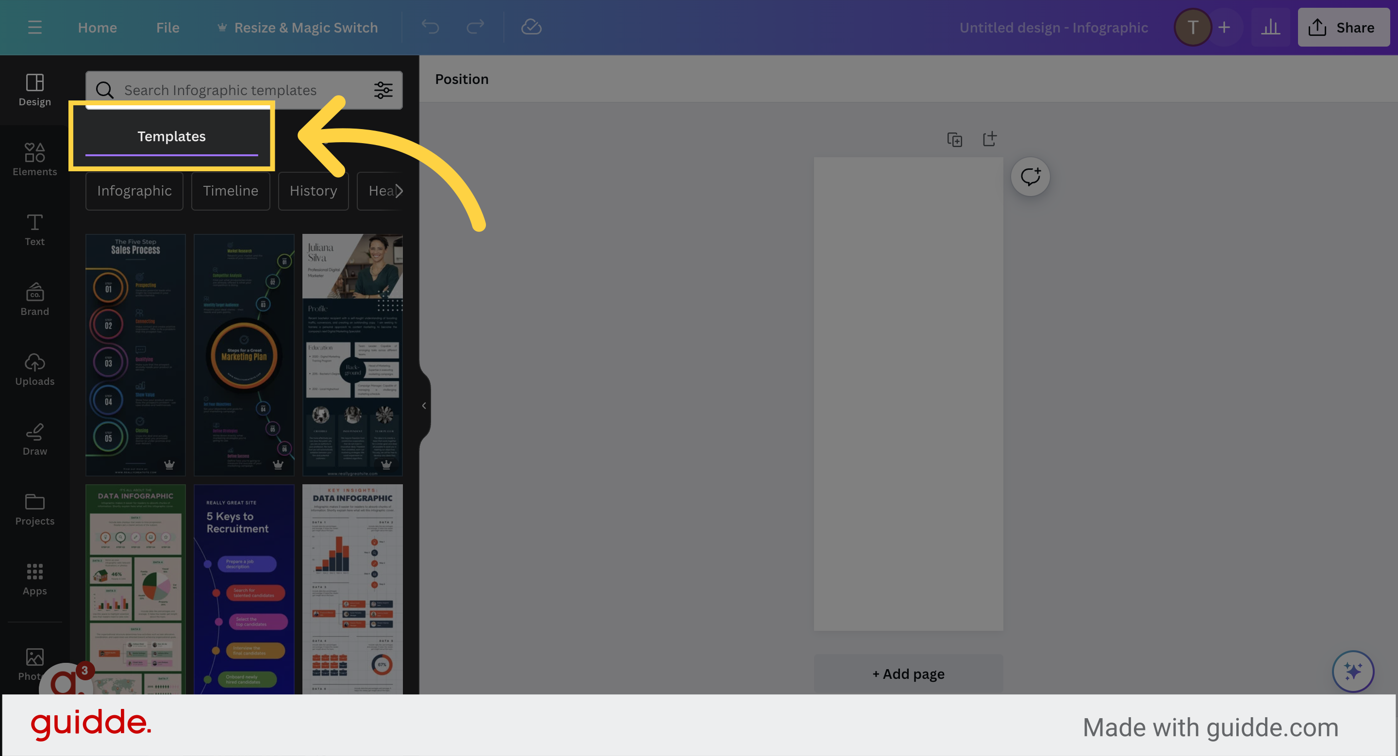 How to design an infographic in Canva - Guidde | Gallery