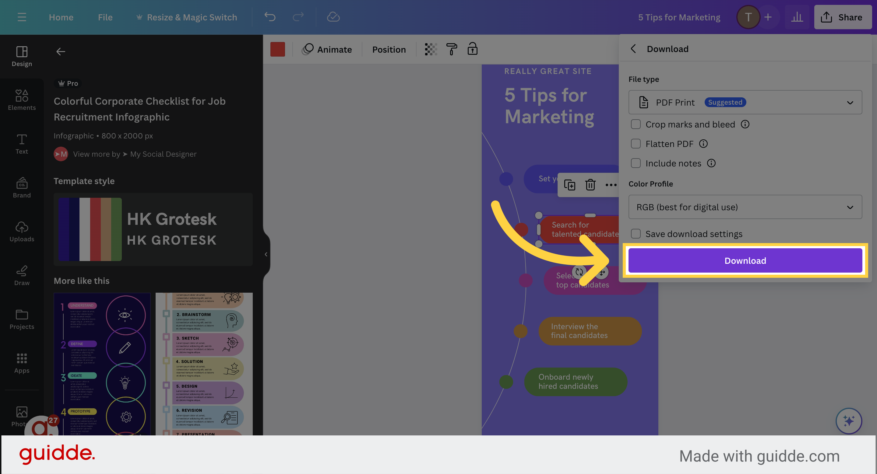 How to design an infographic in Canva - Guidde | Gallery