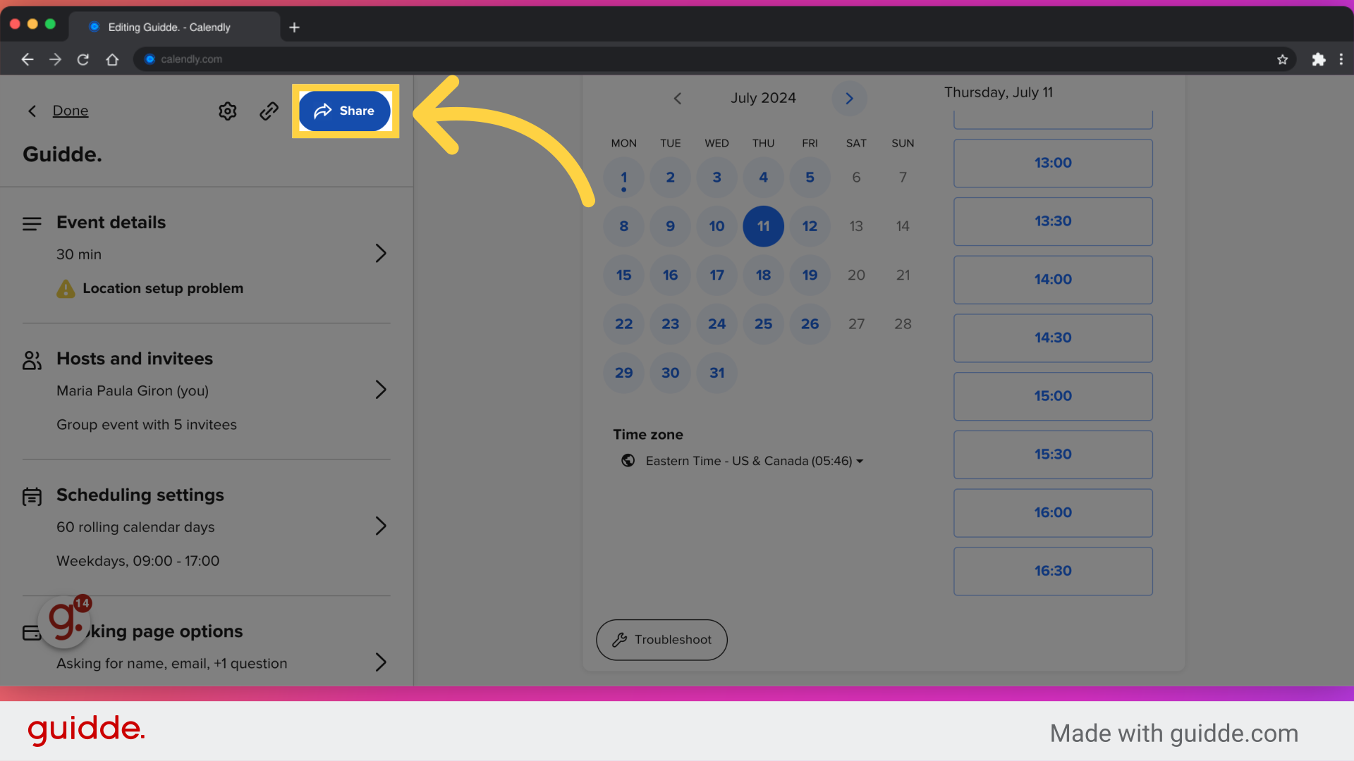 How to create and share events with Calendly - Guidde | Gallery