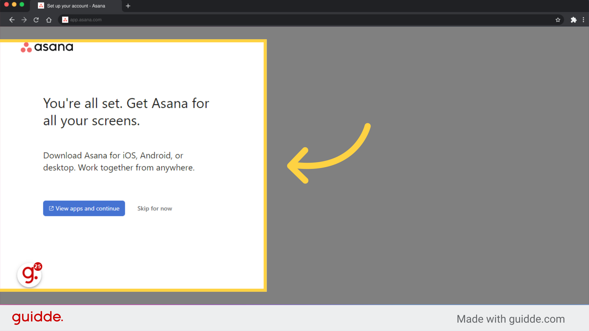 How to set up your Asana account - Guidde | Gallery