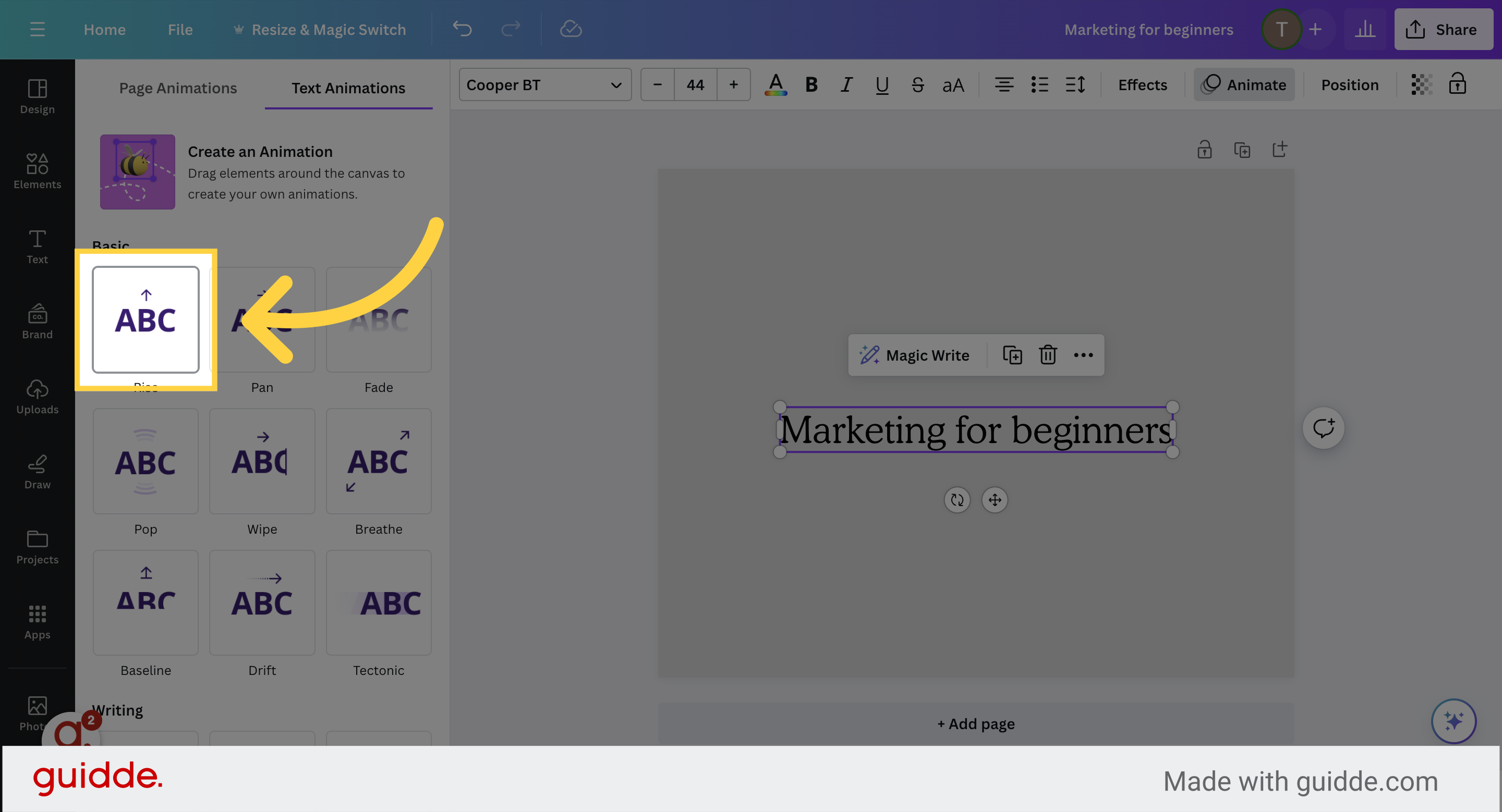 How to animate text in Canva - Guidde | Gallery