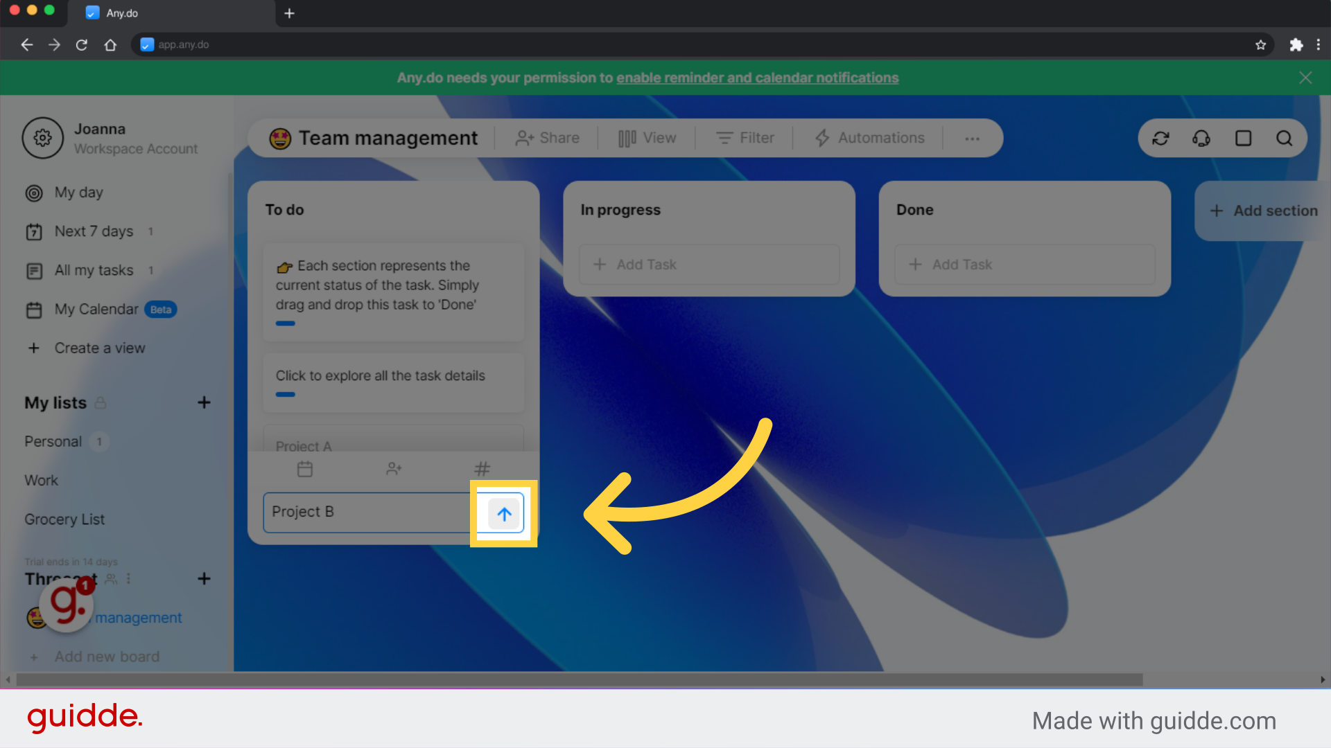 How To Create Task Assign Due Dates And Set Reminders In Any Do Guidde Gallery