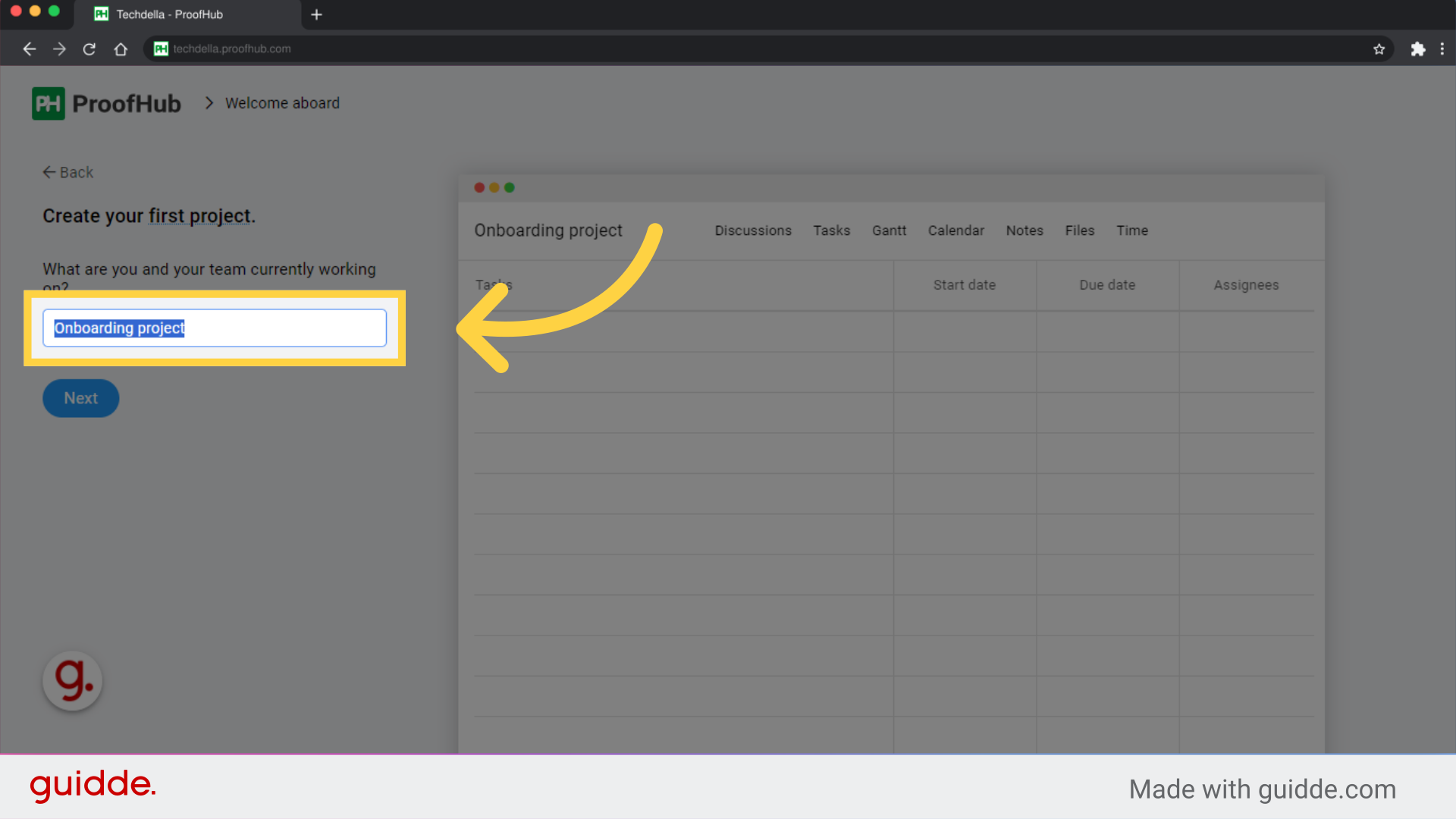 How to create projects, and tasks in ProofHub - Guidde | Gallery