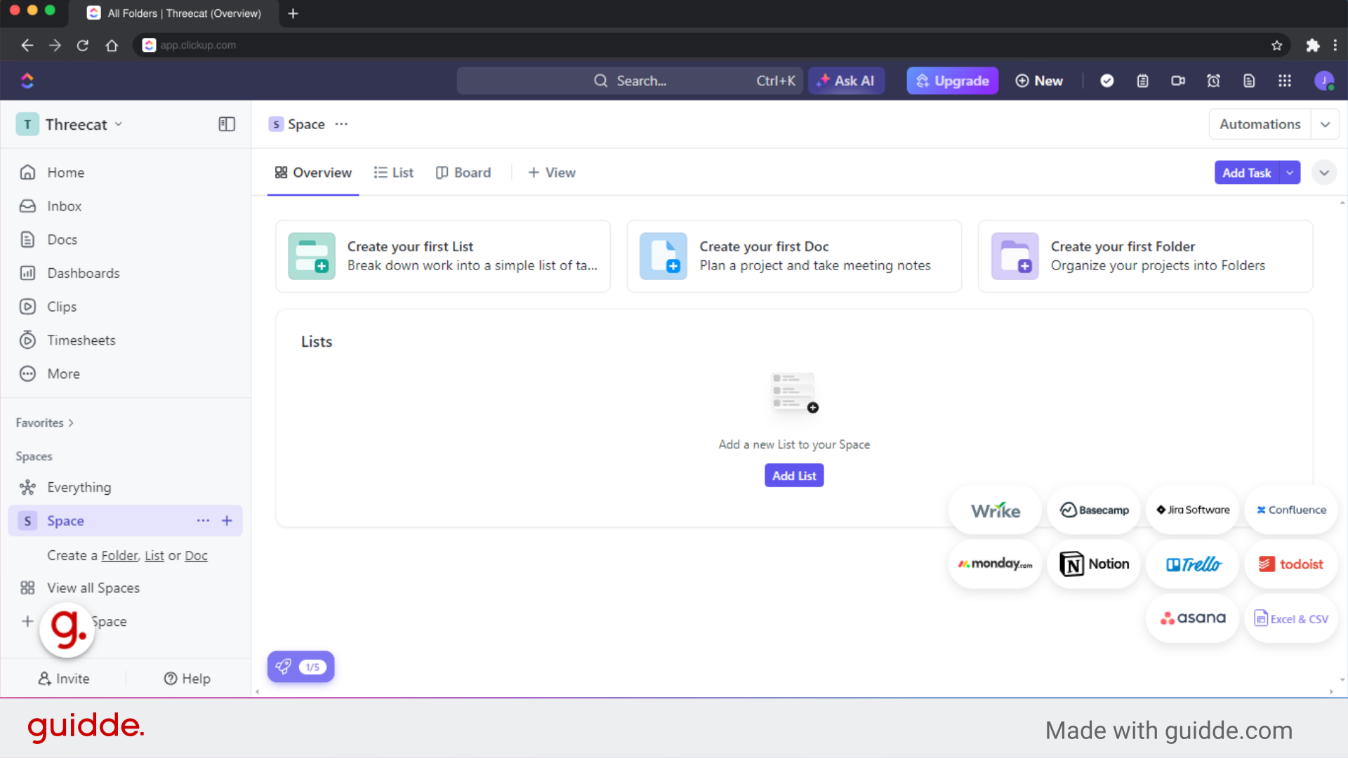 How to create and organize tasks in ClickUp - Guidde | Gallery
