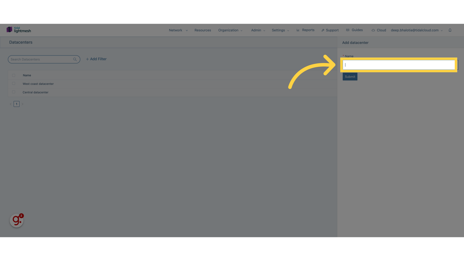 New DataCenter | Tidal LightMesh User Guides