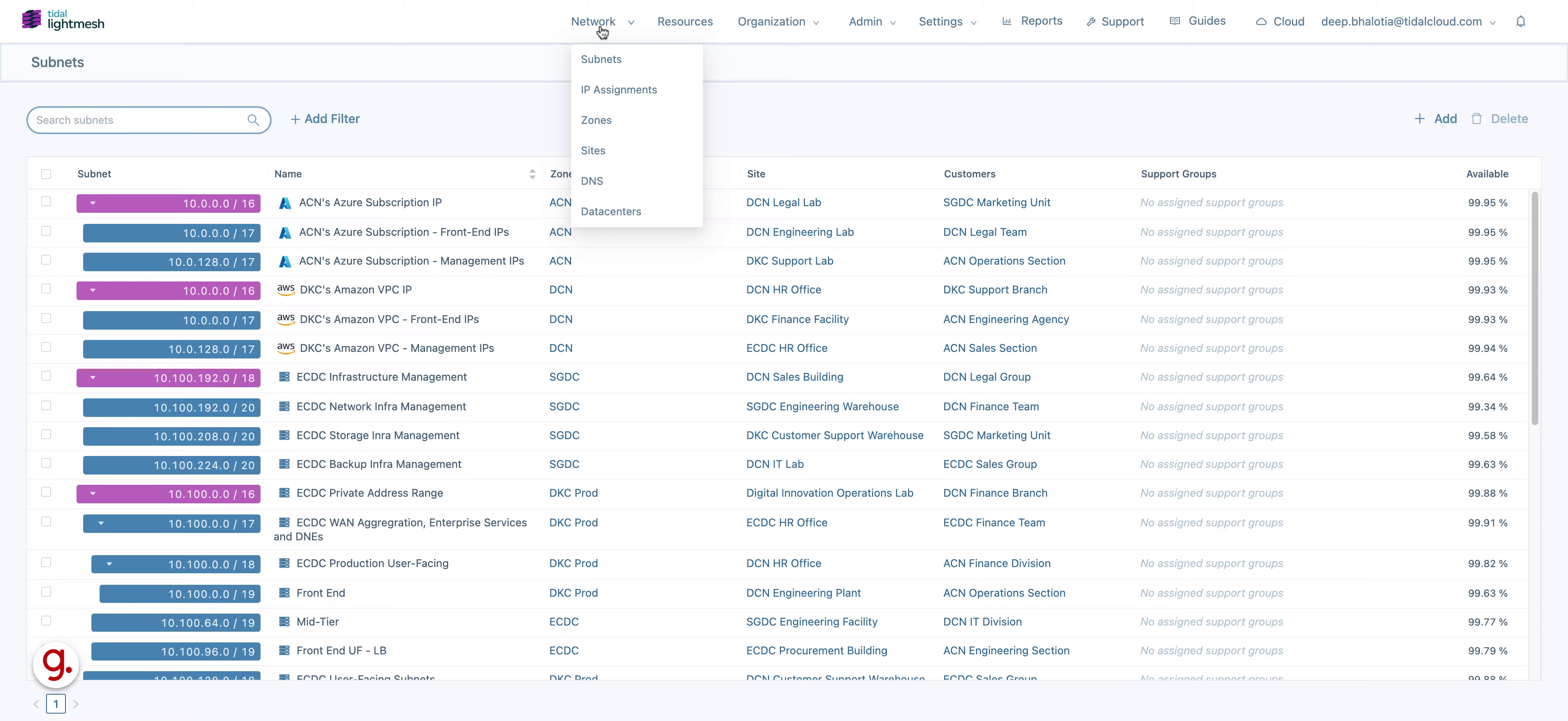 New DataCenter | Tidal LightMesh User Guides