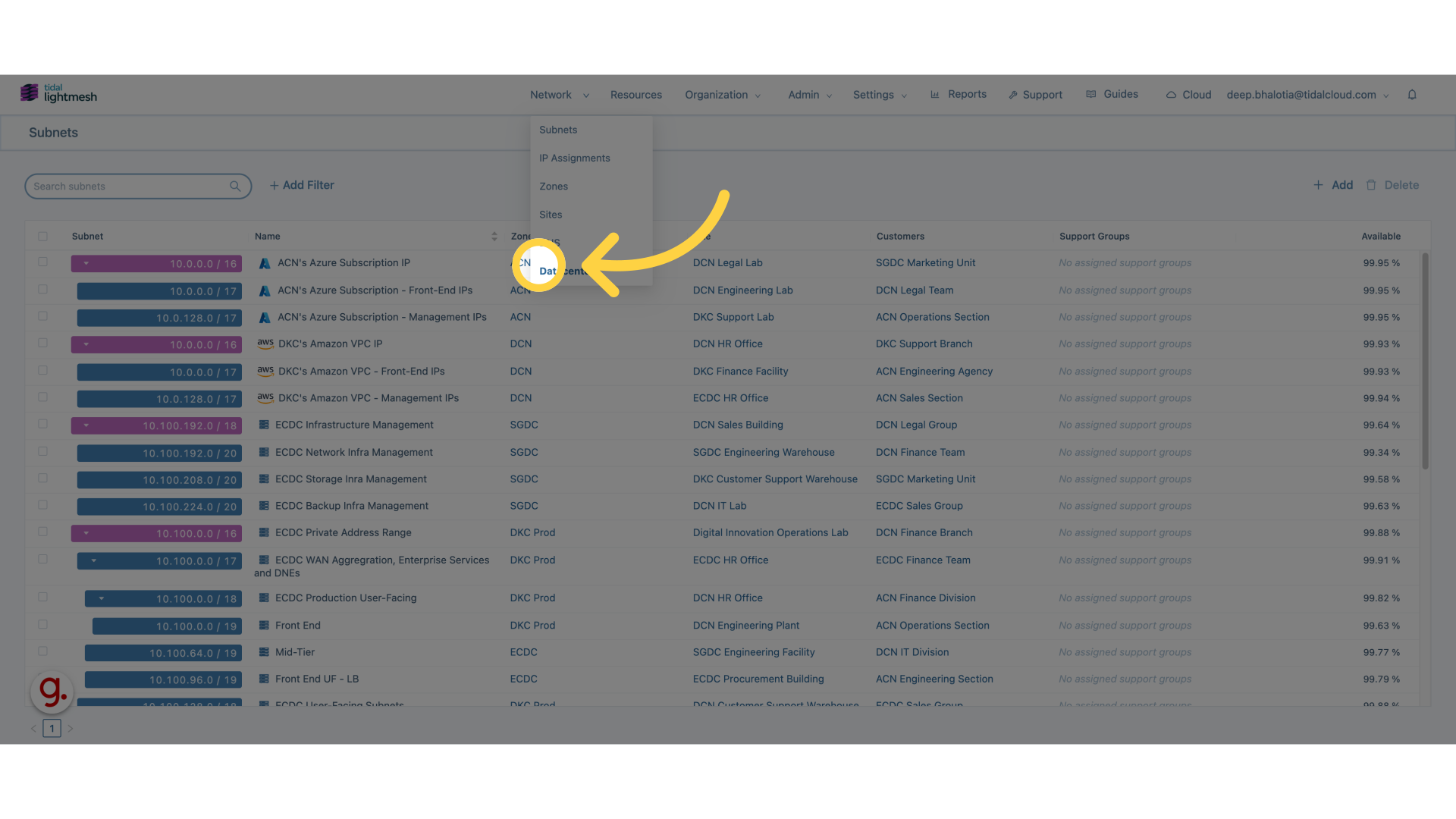 New DataCenter | Tidal LightMesh User Guides