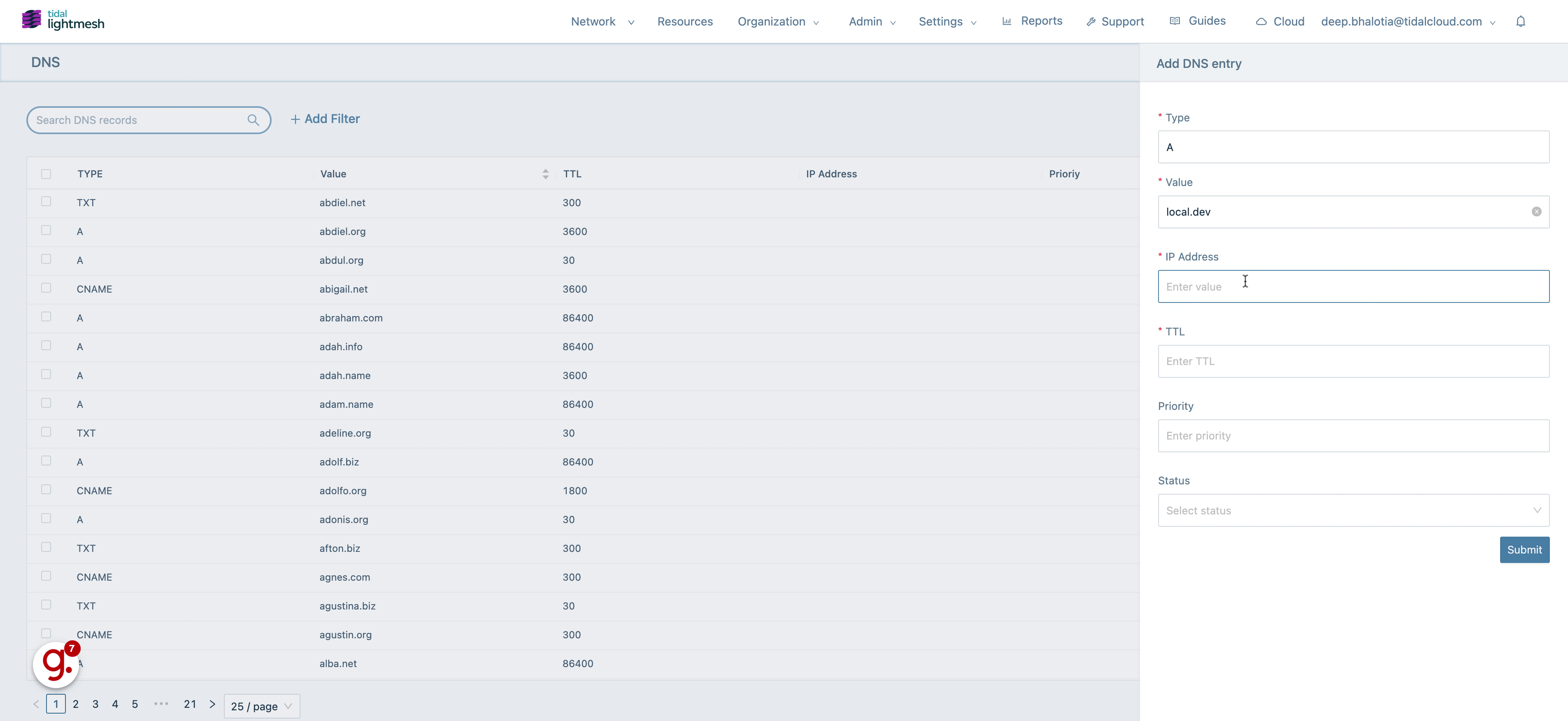 New DNS | Tidal LightMesh User Guides