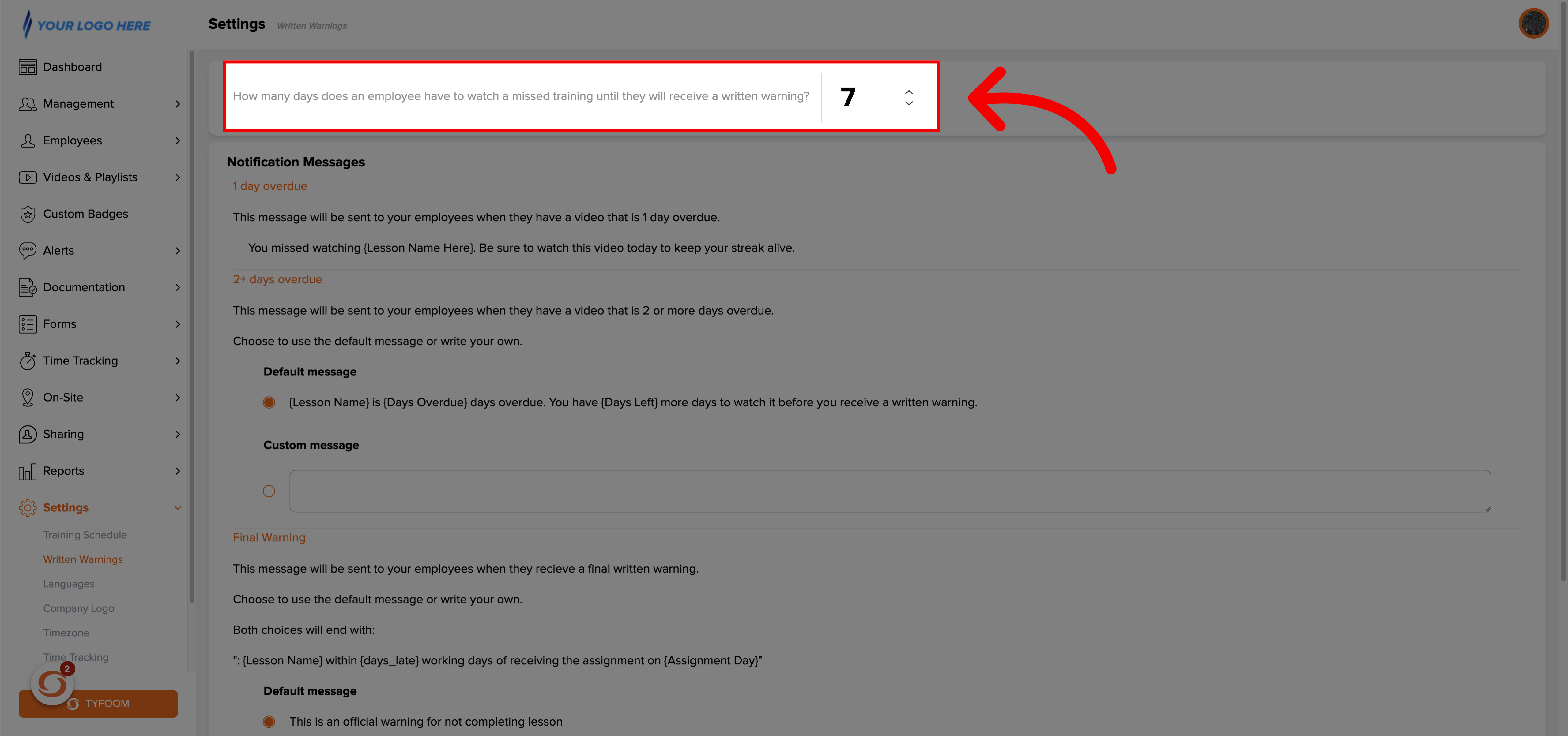 Written Warnings in Tyfoom