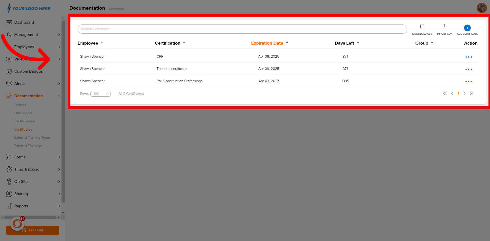 How to Upload Bulk Certifications into Tyfoom