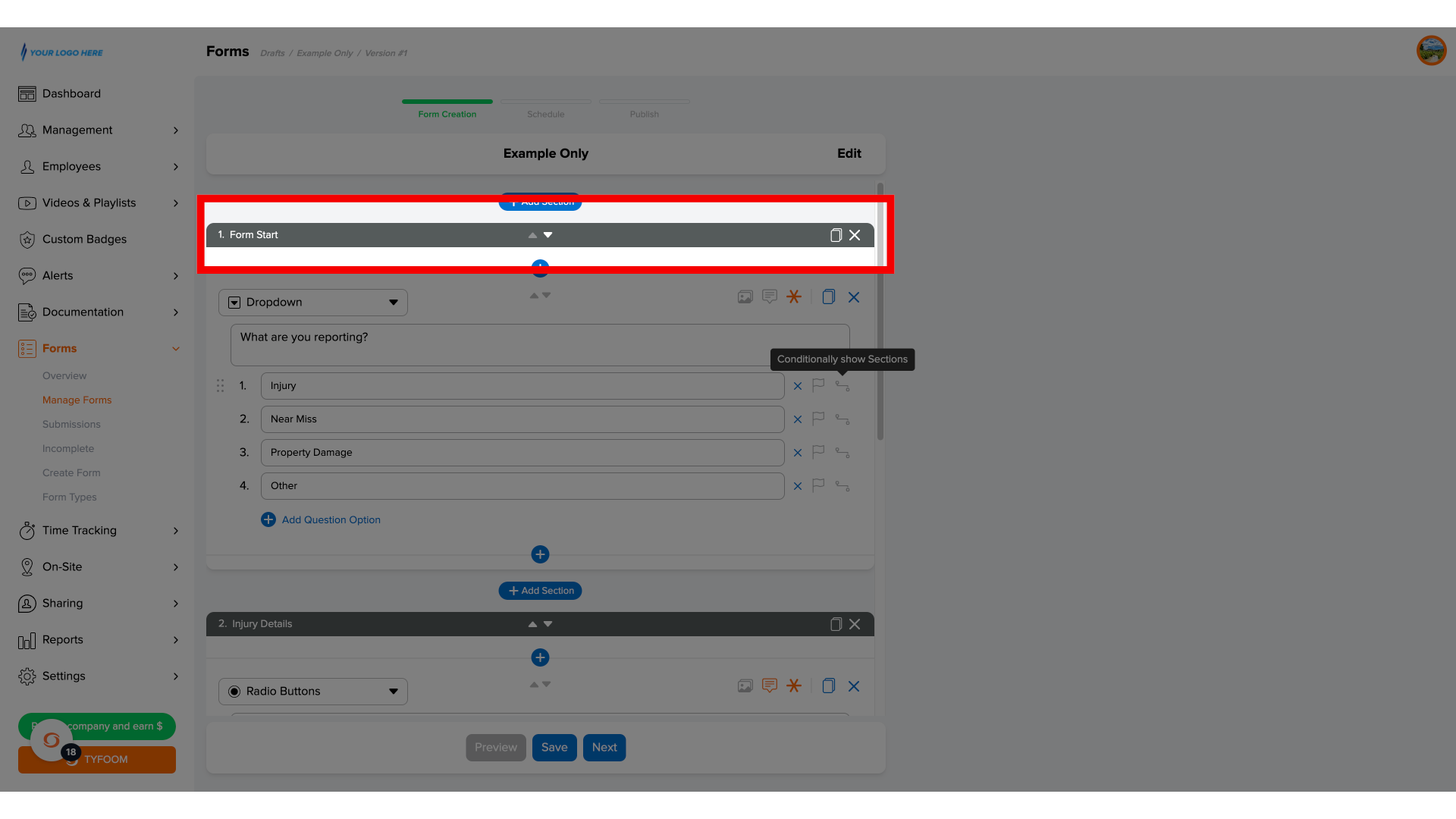 Tyfoom Forms: Conditional Questions