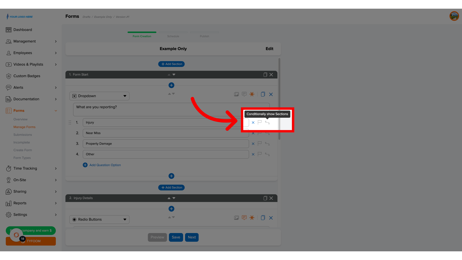 Tyfoom Forms: Conditional Questions
