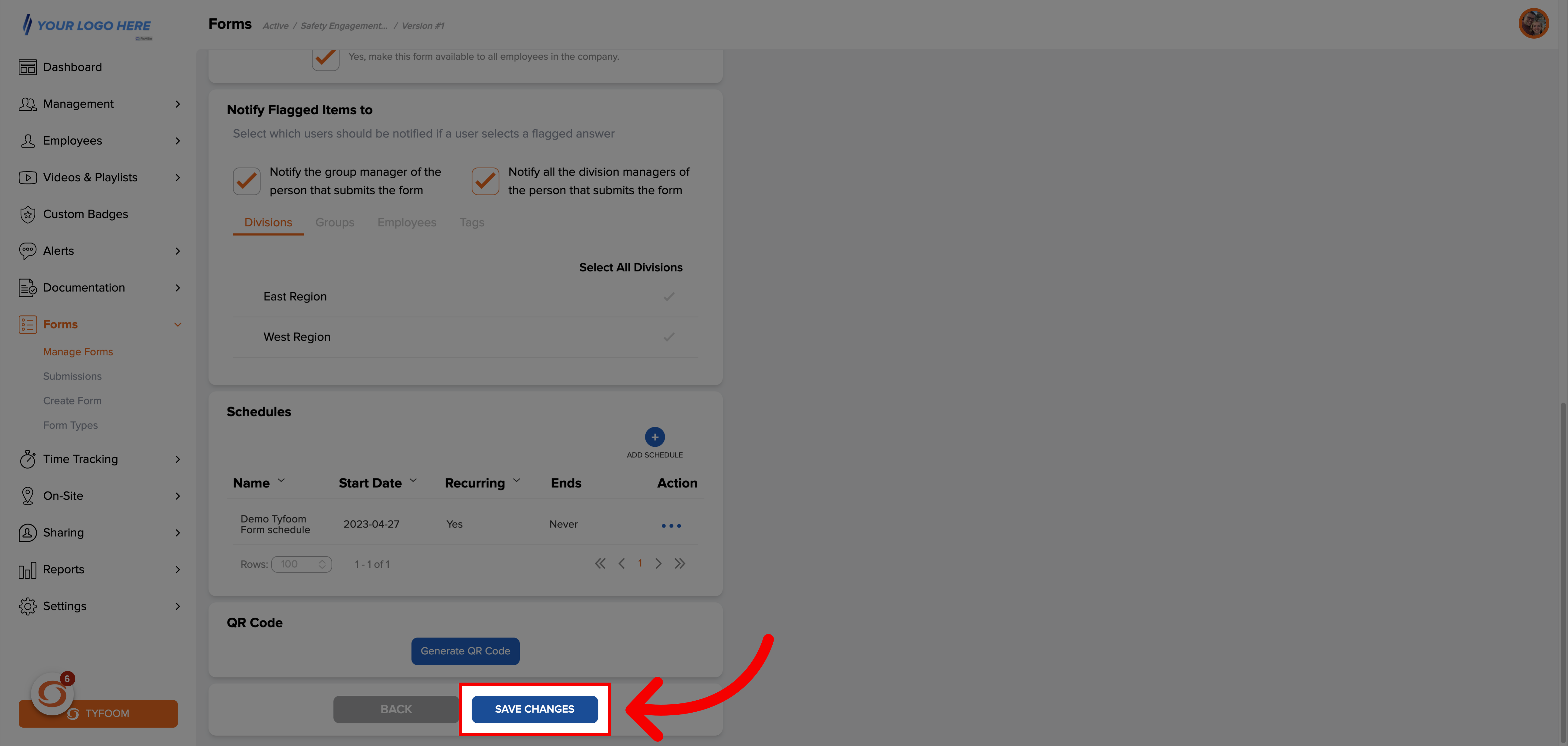 Flagged Forms Notifying Group And Division Managers