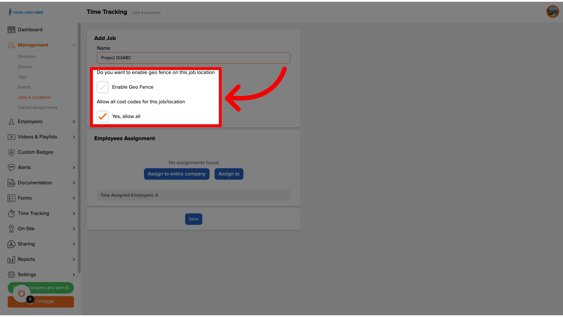 Assign Job / Location to Employees