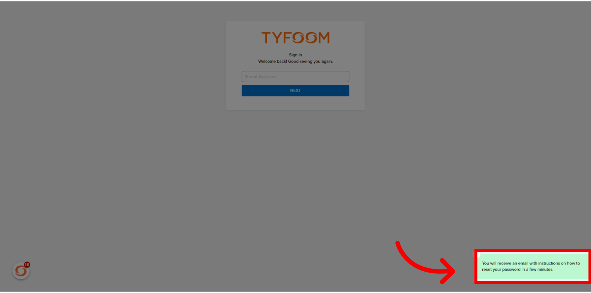How to Reset your Password through Tyfoom Website