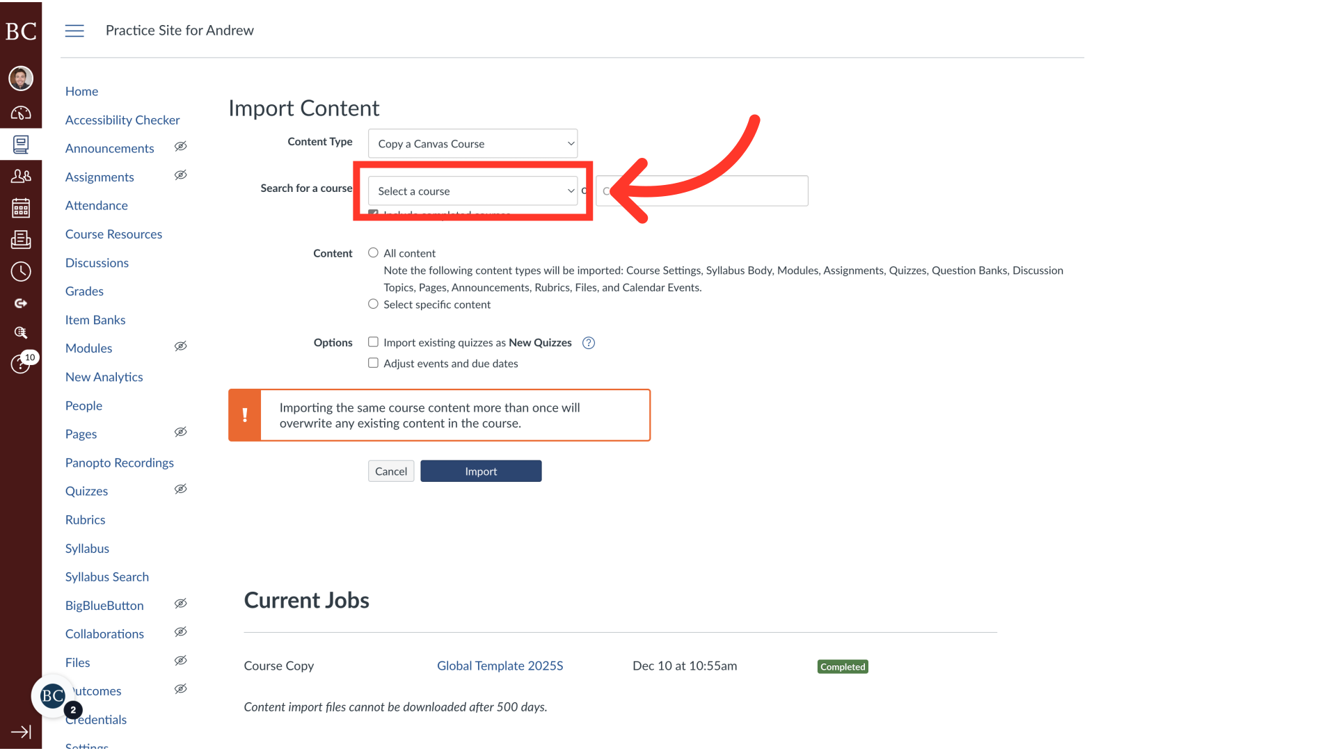 Copying Content from One Canvas Site to Another – Digital Learning Design Toolkit