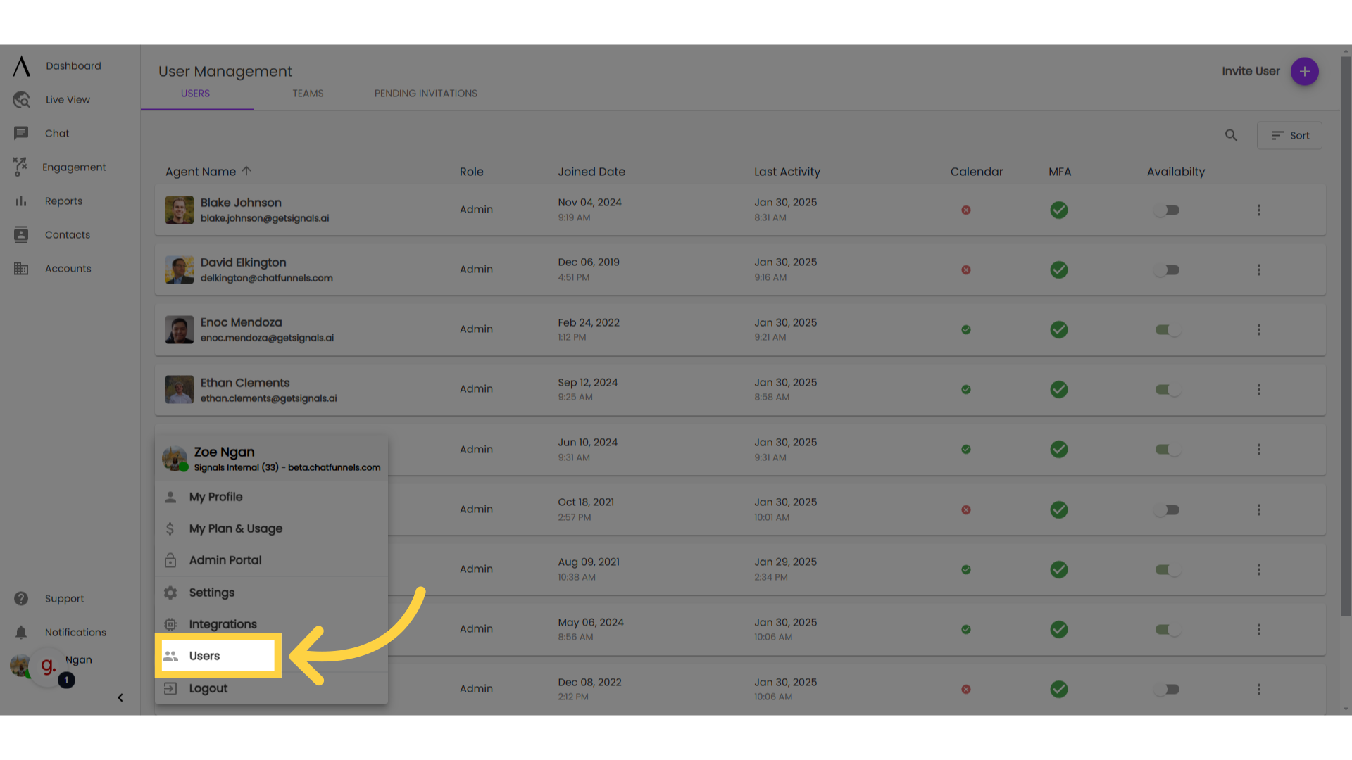 Users - Signals Help Docs