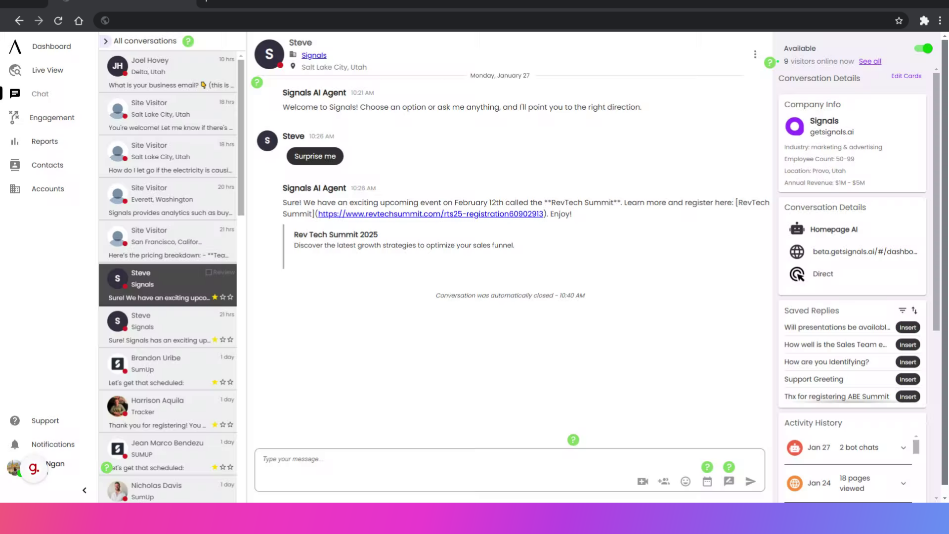 Customizing Conversation Details - Signals Help Docs