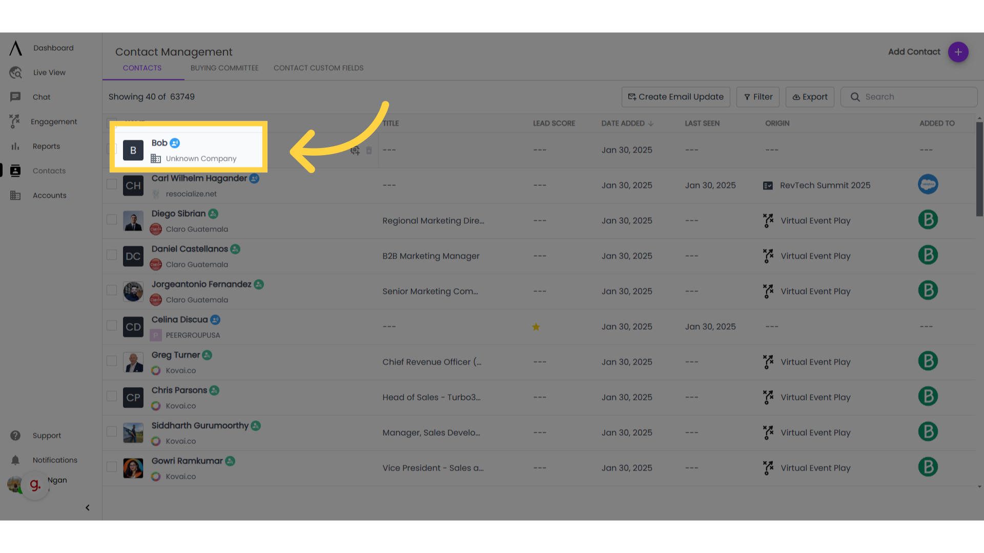 View Contact Details - Signals Help Docs