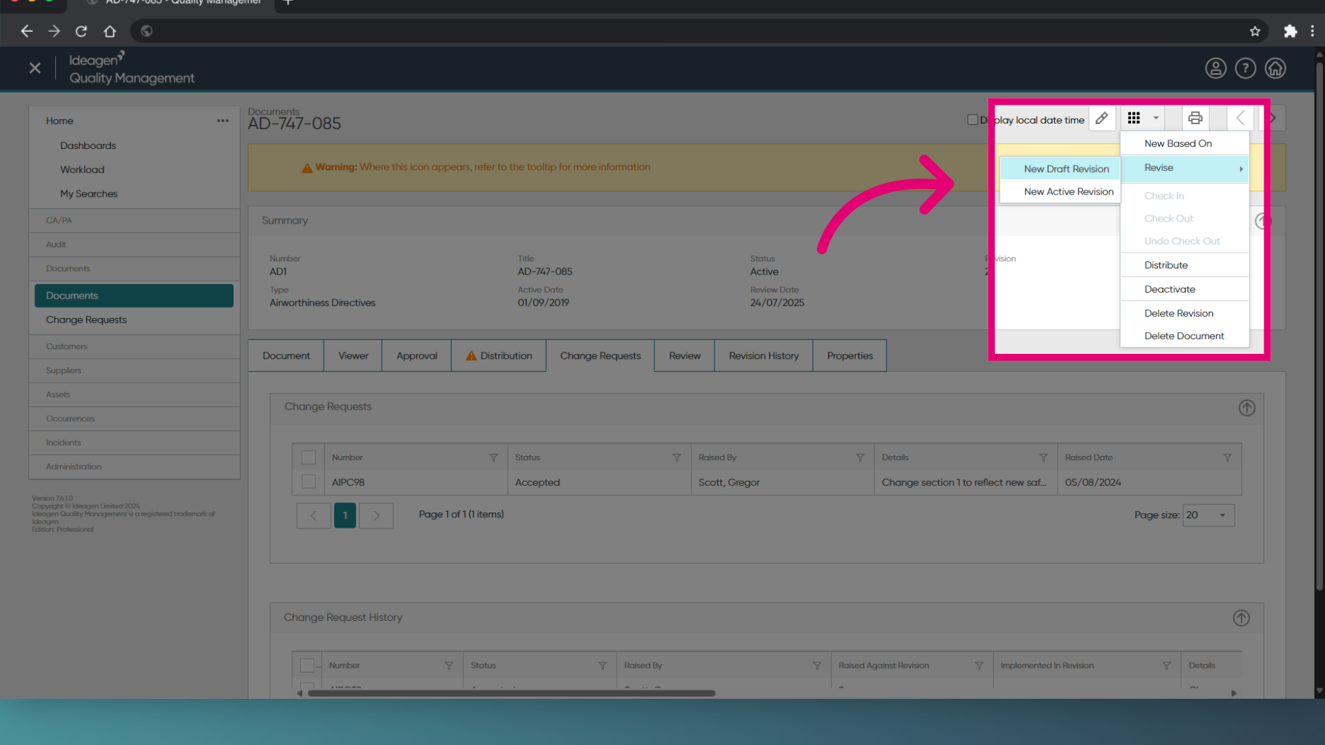 Revising a Document – Quality Management (Professional)