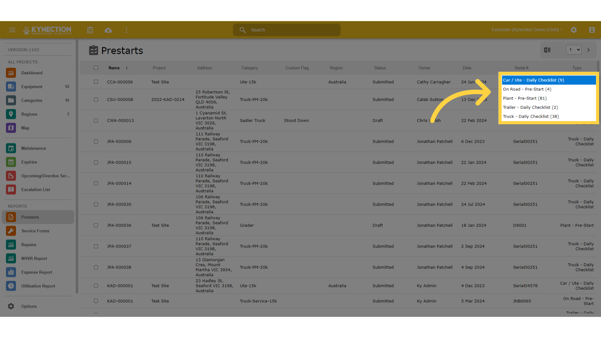 Asset M&S Bulk Prestart & Service Form Download – Kynection
