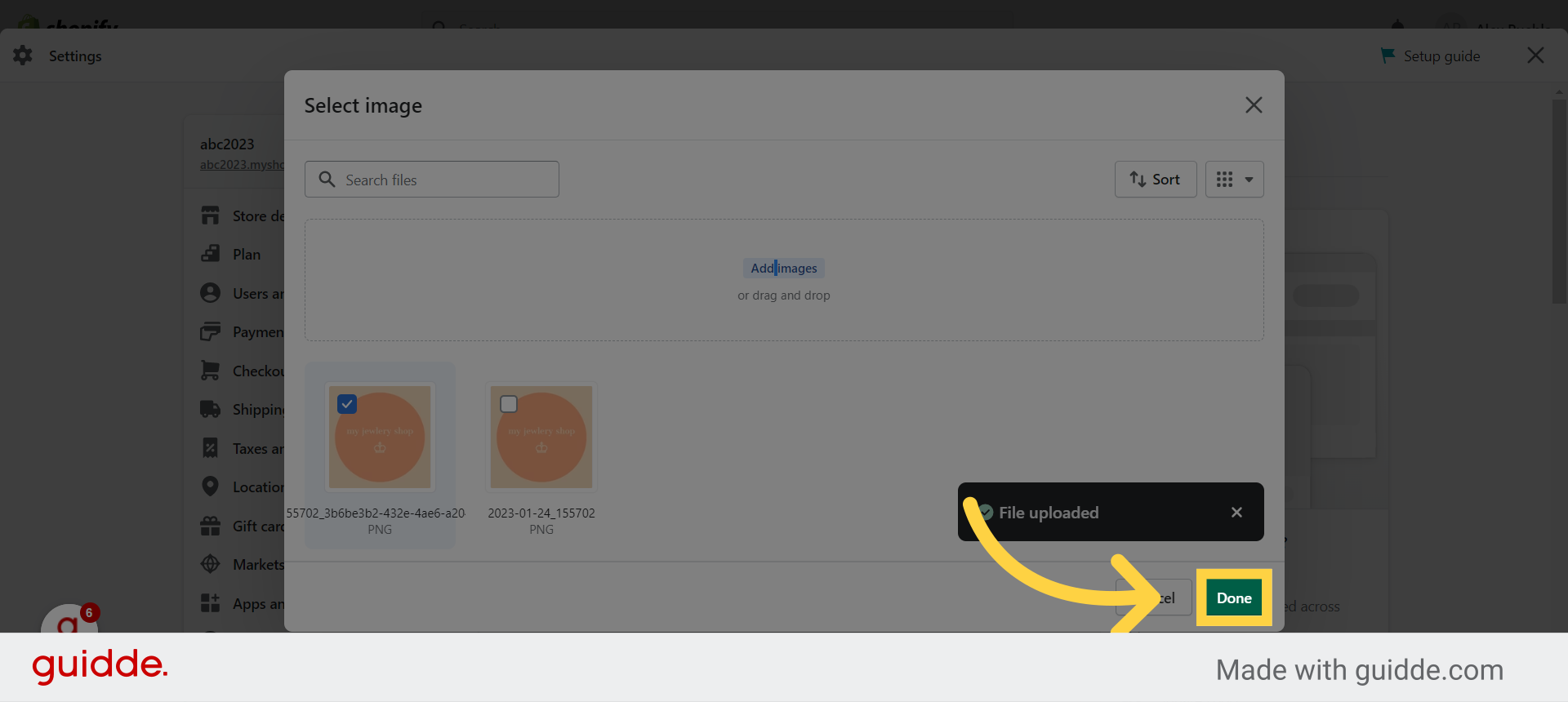 How to add a logo / Branding on Shopify - Guidde | Gallery