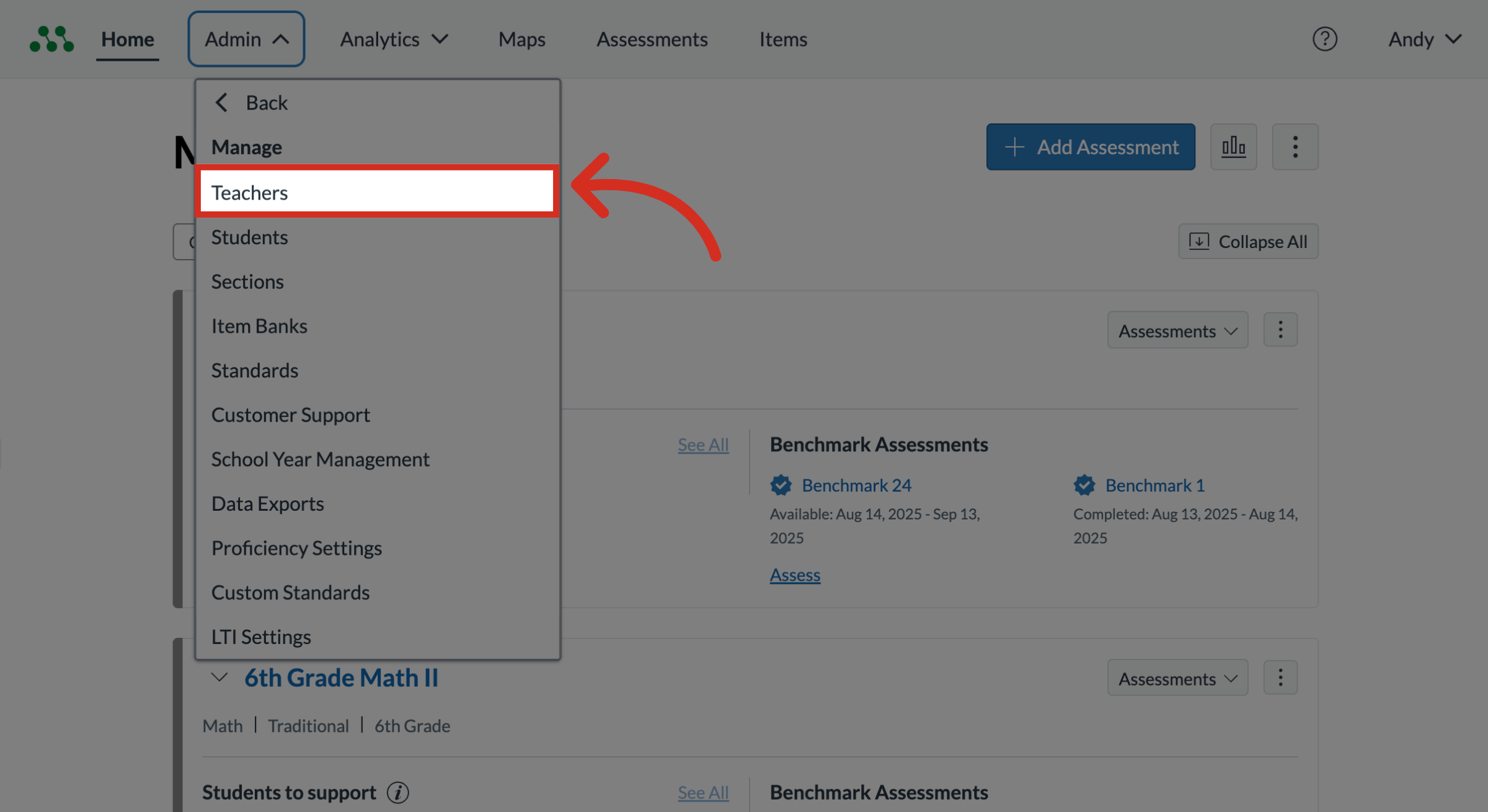How do I use the Manage Teachers page as a Mastery Connect admin ...