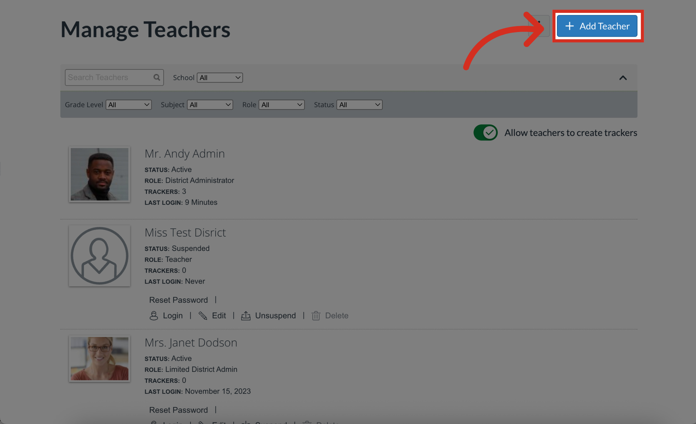 How do I use the Manage Teachers page as a Mastery Connect admin ...