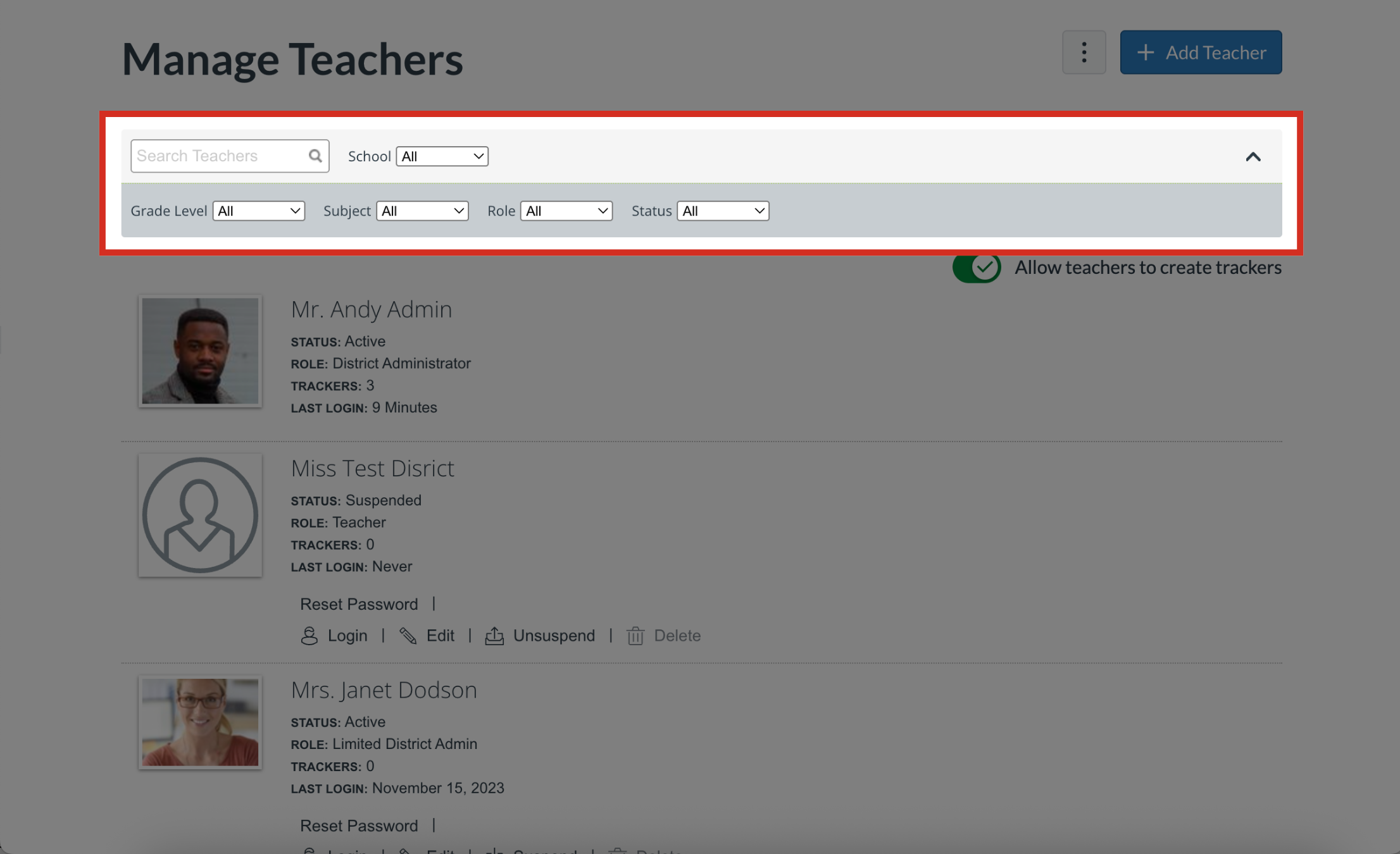 How do I use the Manage Teachers page as a Mastery Connect admin ...