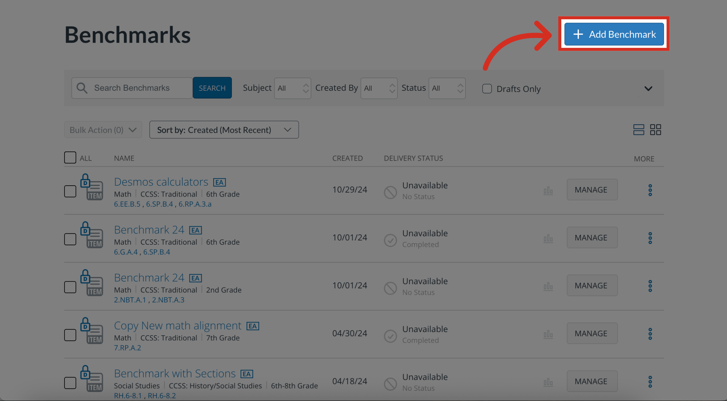 How do I add sections to a benchmark item-based assessment ...