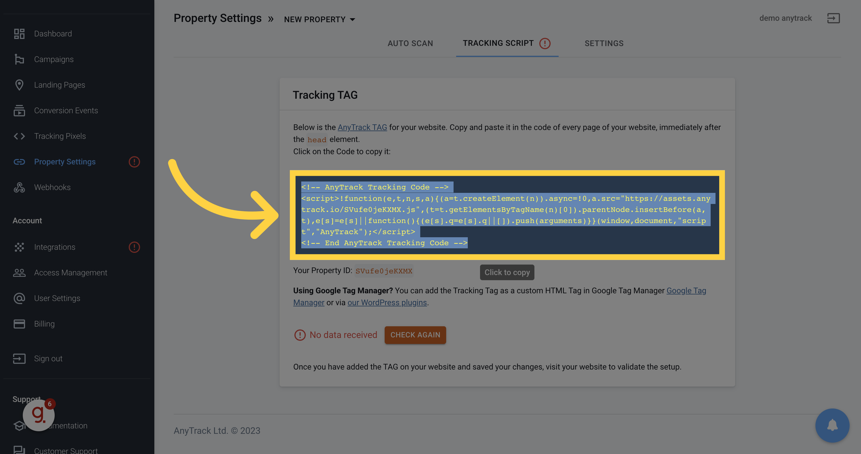 How to Set Up a New Website on AnyTrack: Installing Tracking Tags and ...