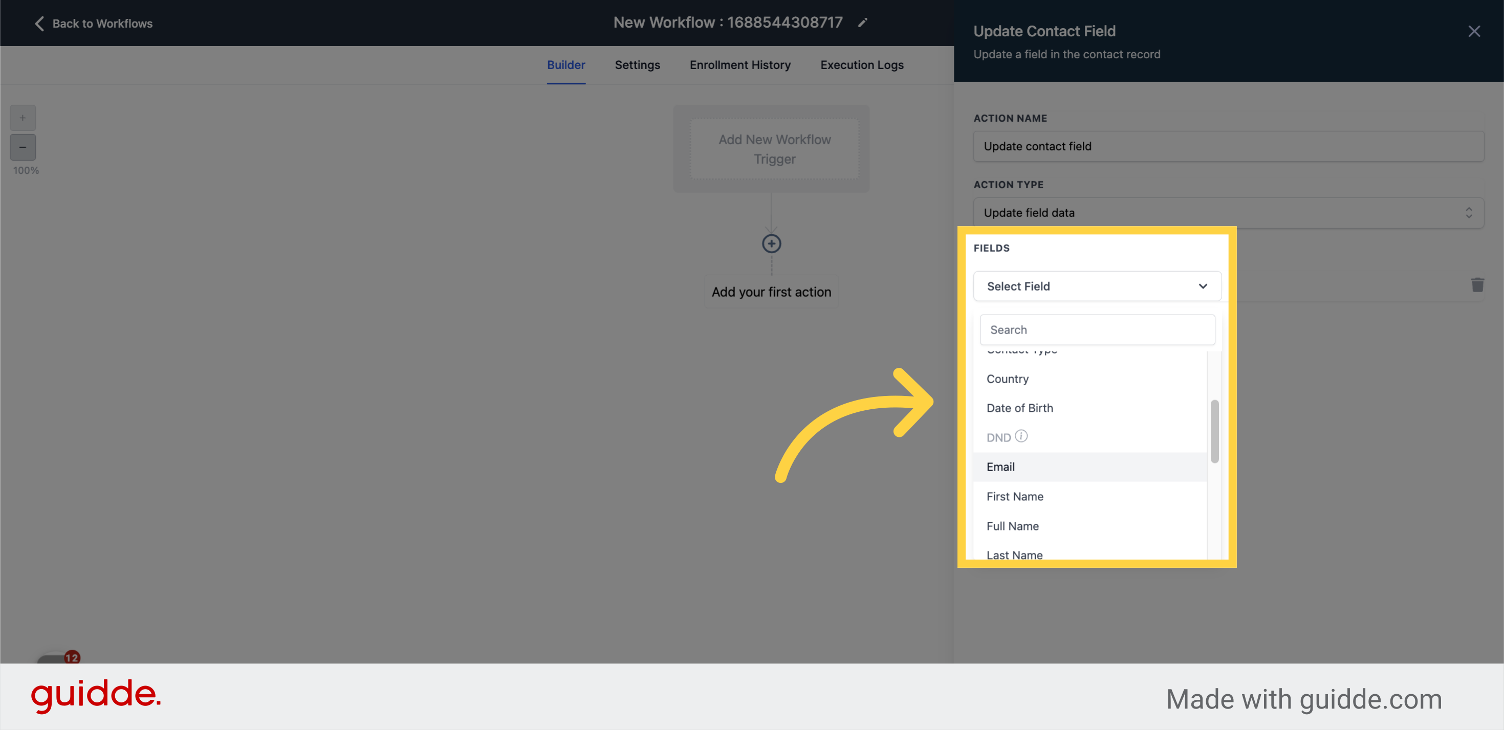 CRM actions - How to use update contact field | Maven HQ