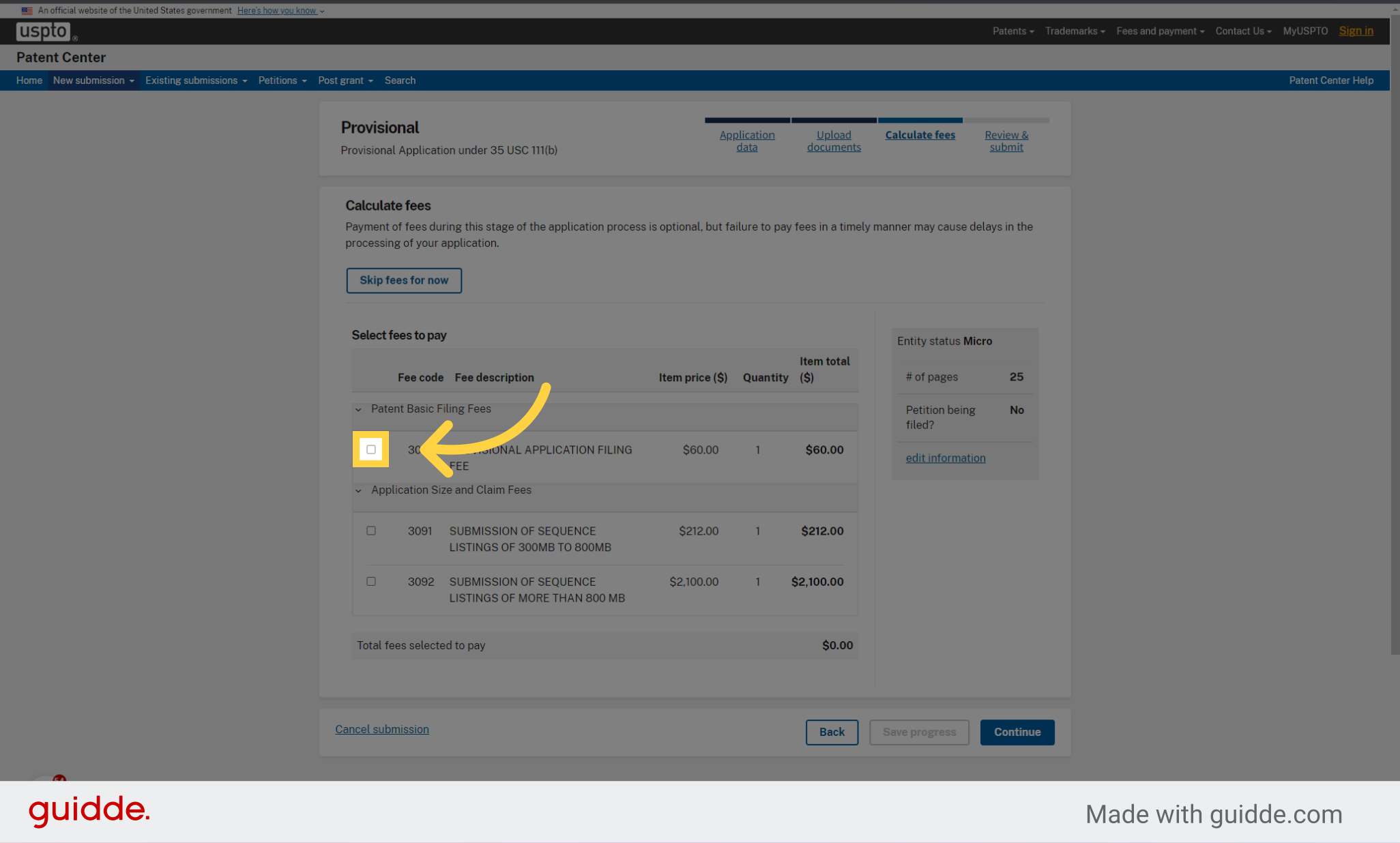 Filing a provisional patent application online