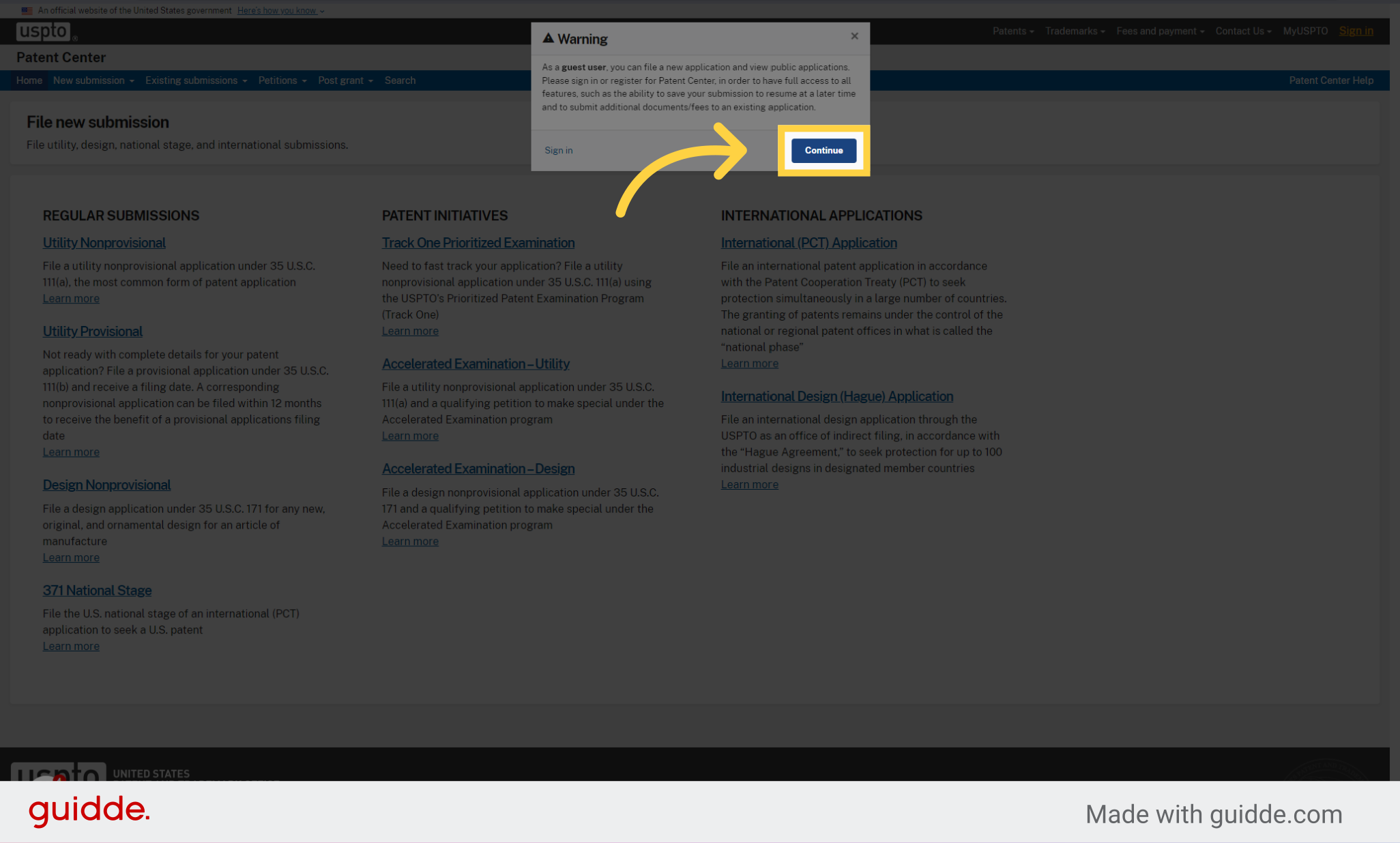 Filing a provisional patent application online