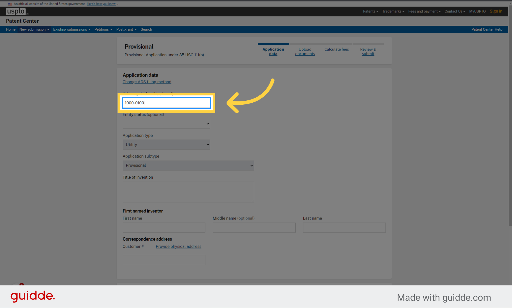 Filing a provisional patent application online