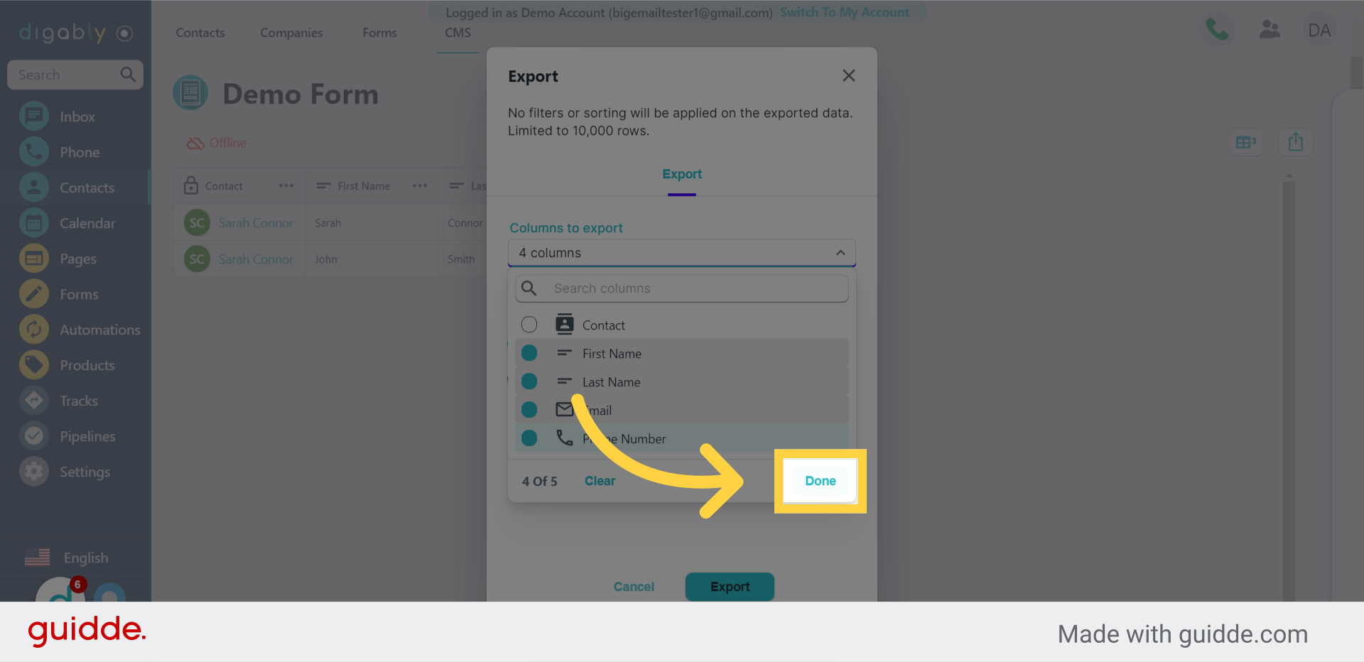 How To Export Form Submission Data - Digably Help Docs