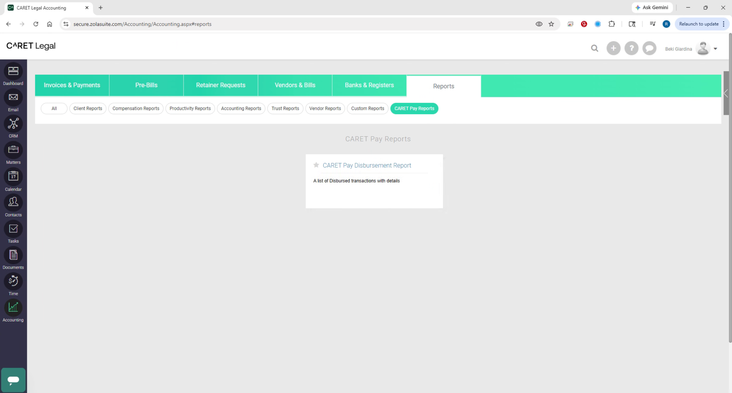 Access and Run Reports for CARET Pay – CARET Legal